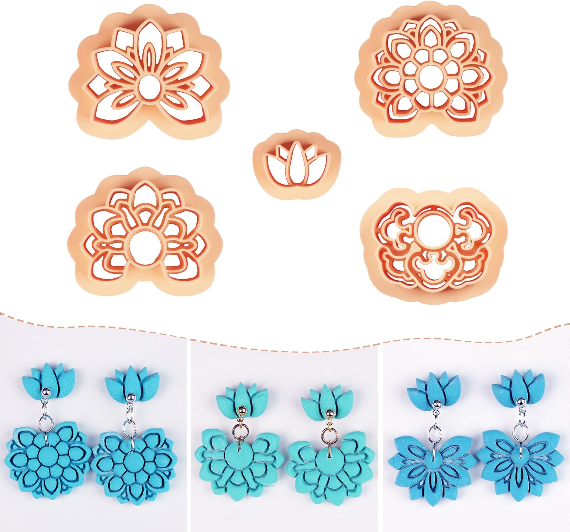 Amazon.com: Puocaon Lotus Polymer Clay Cutters - 5 Shapes Clay Cutters ...