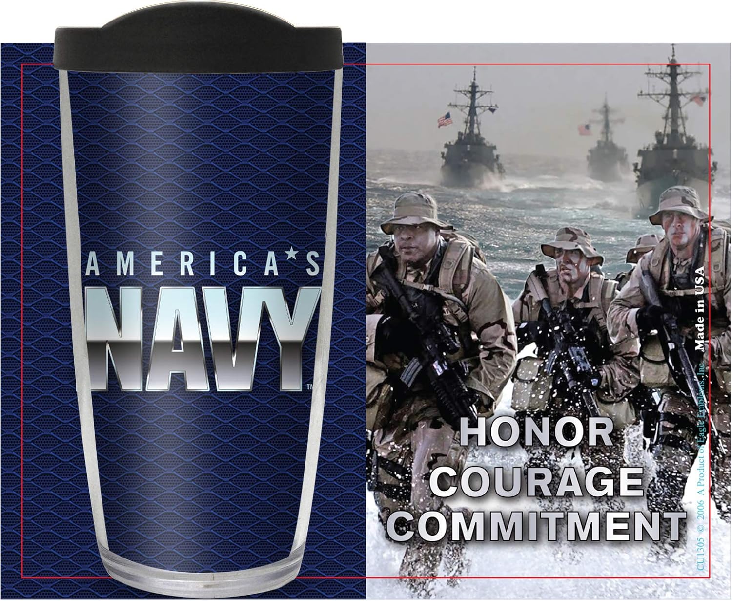 Amazon.com | America's Navy - Honor, Courage Commitment, 16oz Tumbler ...