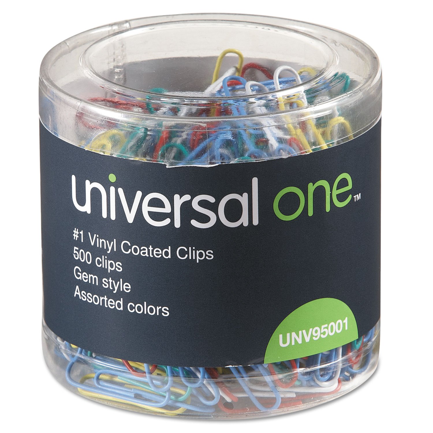 Amazon.com : Universal UNV95001 Plastic-Coated #1 Paper Clips with One ...