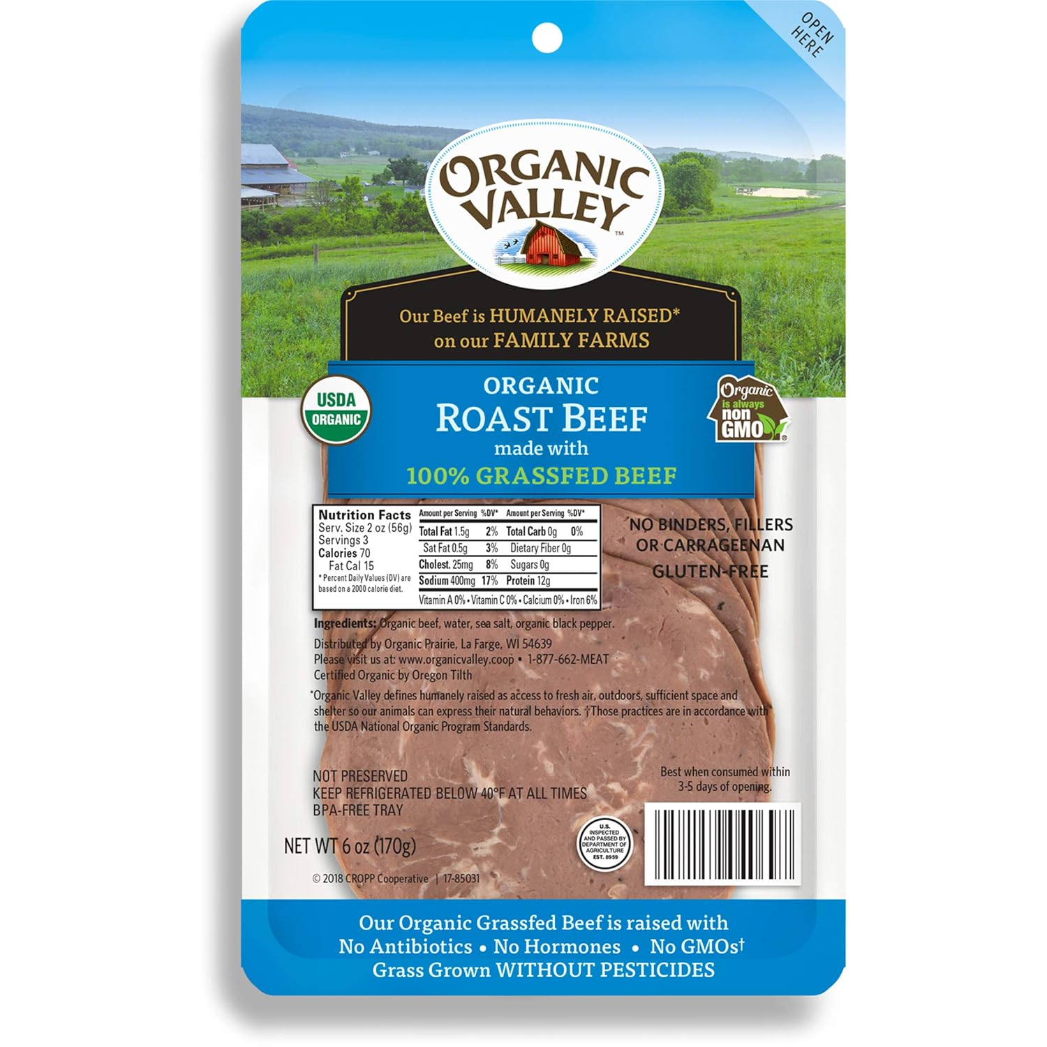 Amazon.com: Organic Valley Grassfed Organic Roast Beef Slices : Grocery ...