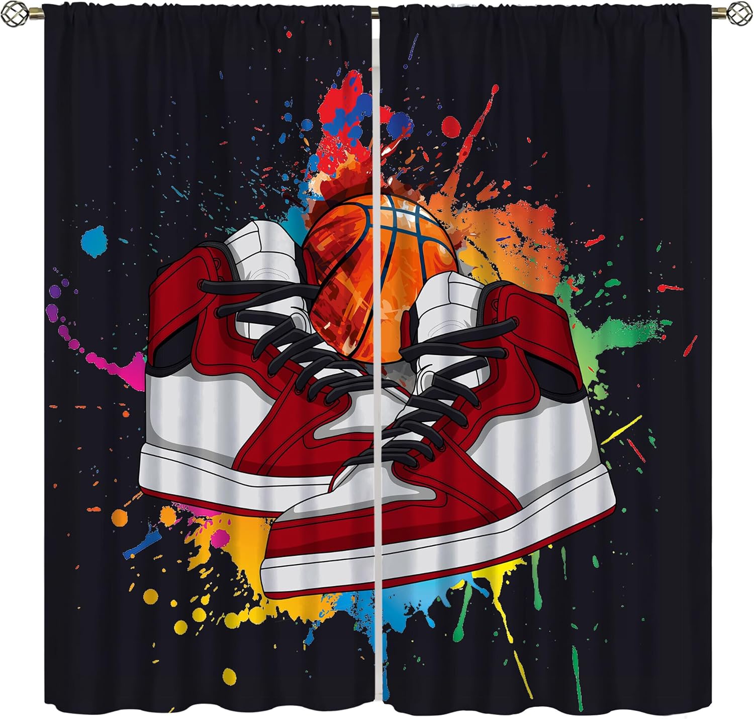 Amazon.com: Graffiti Basketball Shoes Curtains, Modern Retro Colorful ...