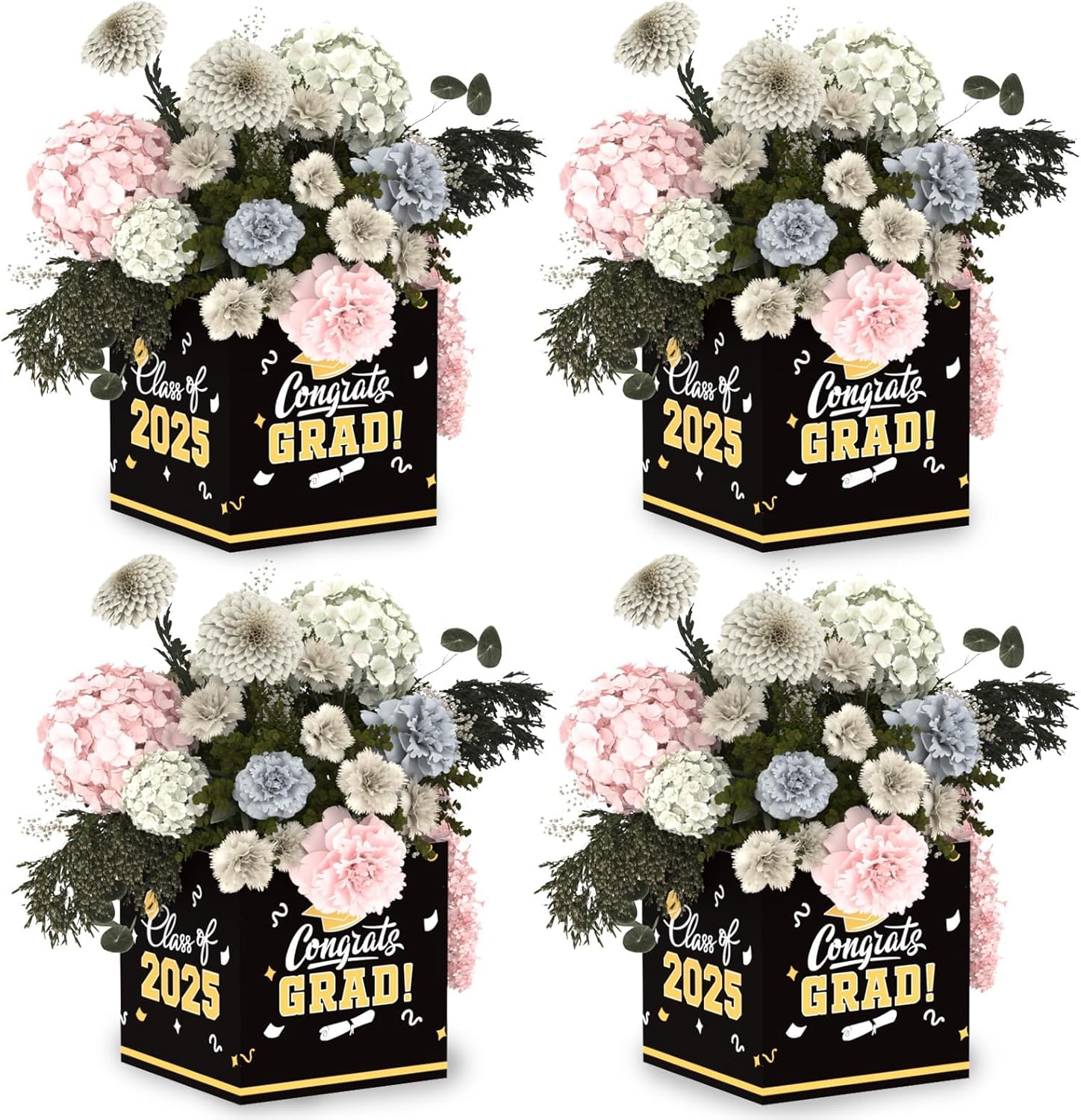 Amazon.com: 4 Pcs Graduation Season Gift Boxes Black Gift Boxes Flower ...