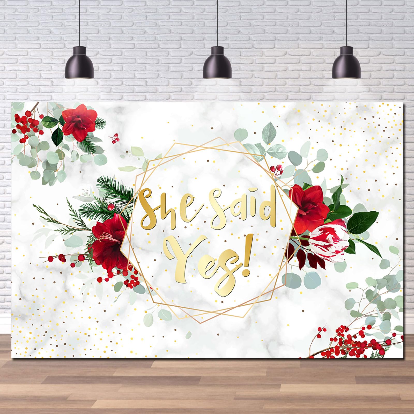 Amazon.com : She Said Yes Backdrop, Floral Bridal Shower Bachelorette ...