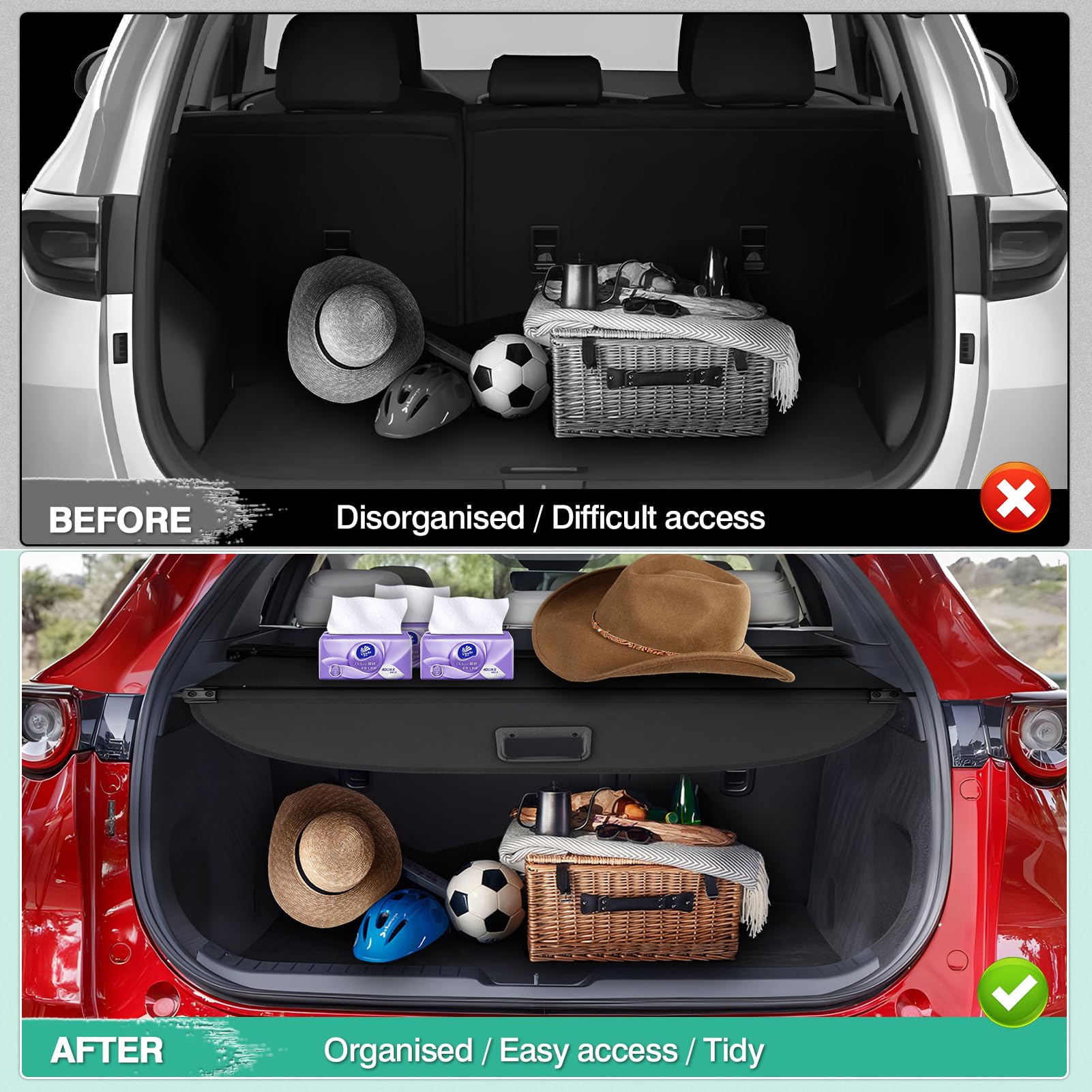 Snapklik.com : Cargo Cover Fit For 2020-2023 2024 Mazda CX-30 CX30 ...