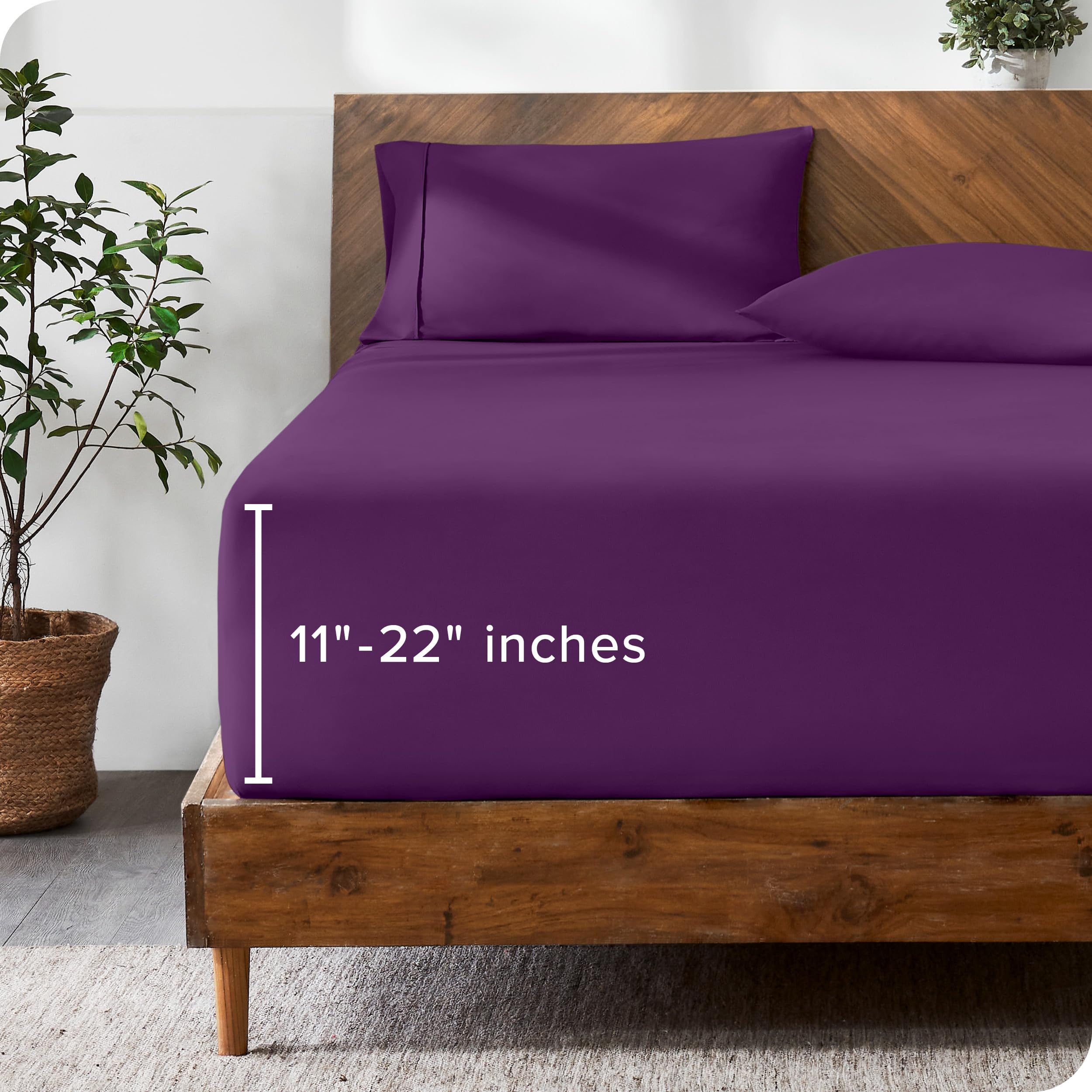 Bare Home 22" Fitted Bottom Sheet - Premium 1800 Ultra-Soft Wrinkle ...