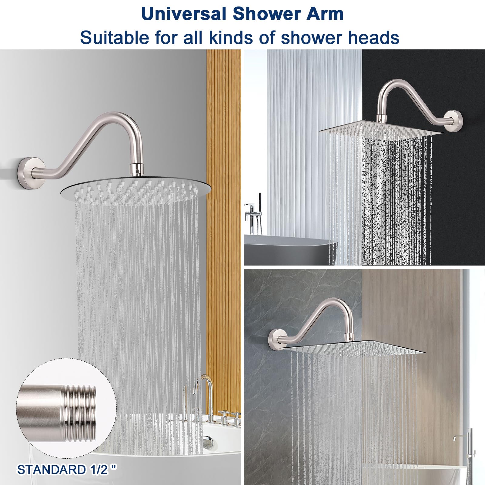 Snapklik.com : NearMoon J Shaped Shower Extension Arm, Stainless Steel ...