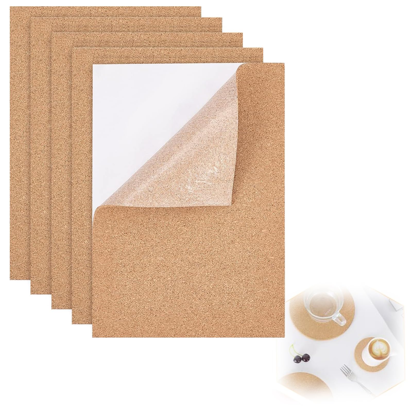 5Pcs Adhesive Cork 29.7x21cm Rectangle Insulation 1mm Cork Sheets, Cork ...