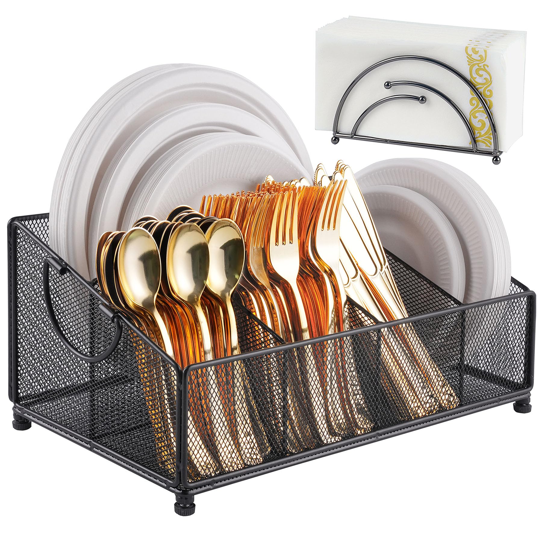 Amazon.com - Cairondin Paper Plate Dispenser with Silverware Caddy ...