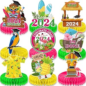 Amazon.com: 9 pcs Hawaiian Aloha Graduation Party Decorations 2024 ...