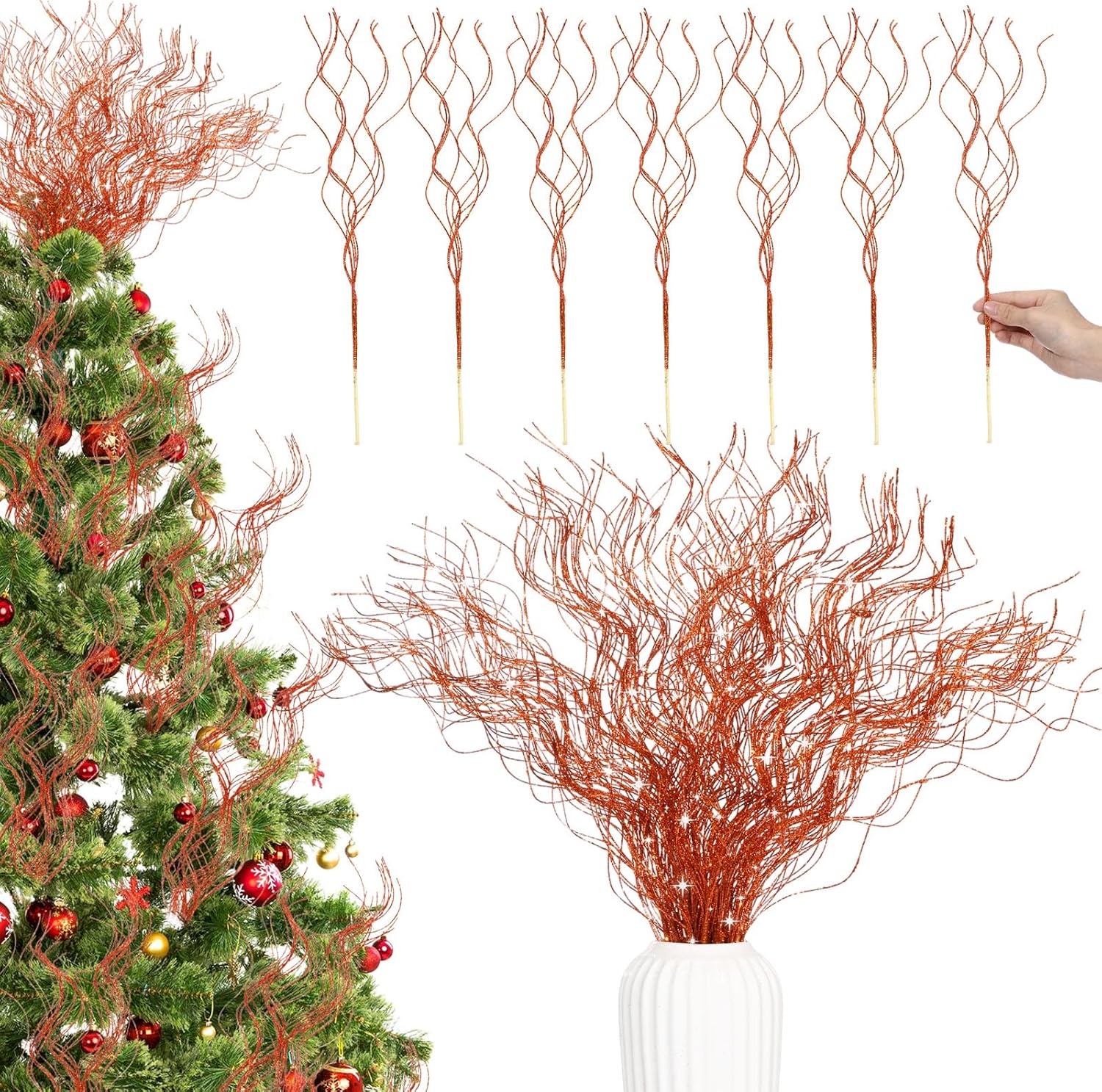 Amazon.com: Lyrow 30 Pcs 17 Inch Christmas Glitter Curly Ting Ting ...