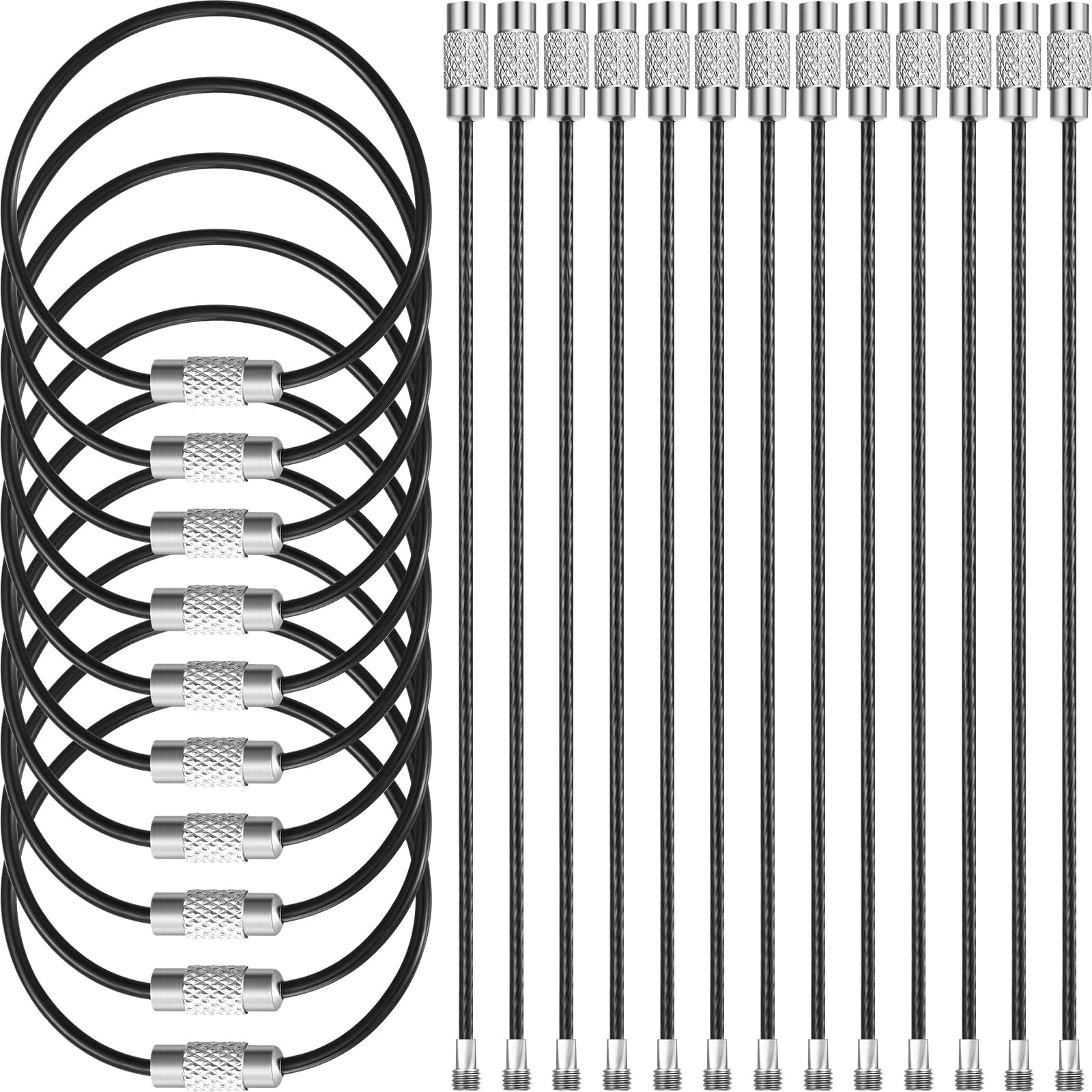 Amazon.com : Tuanse 200 Pcs Stainless Steel Wire Keychains Cable Black ...