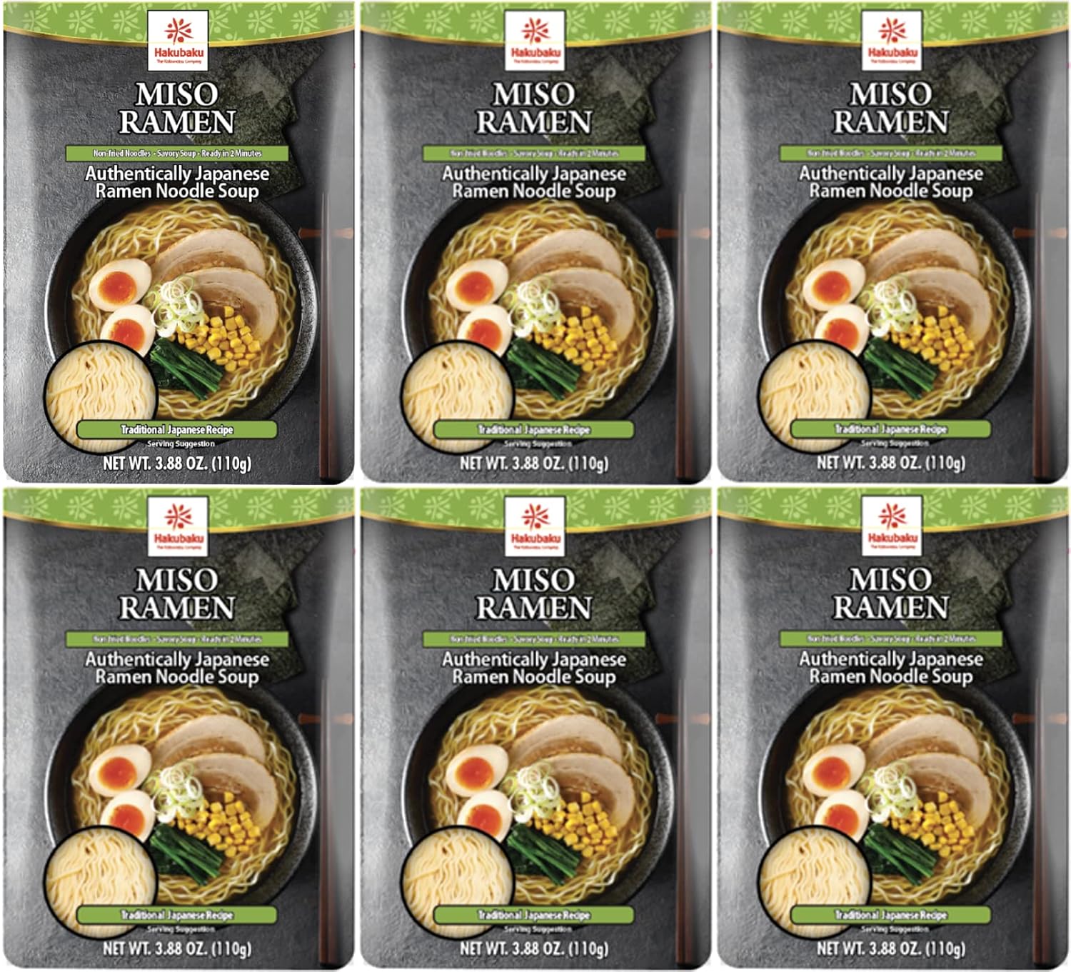 Amazon.com : Hakubaku Japanese Ramen Noodle Soup, MISO, 3.88oz (Pack of ...
