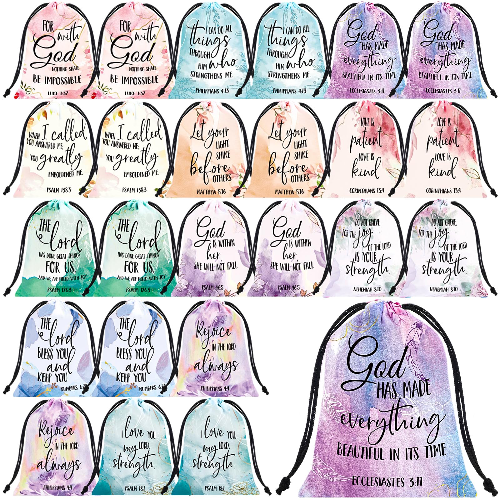 Amazon.com: Locmeo 24 Pcs Christmas Christian Drawstring Bags Bible ...