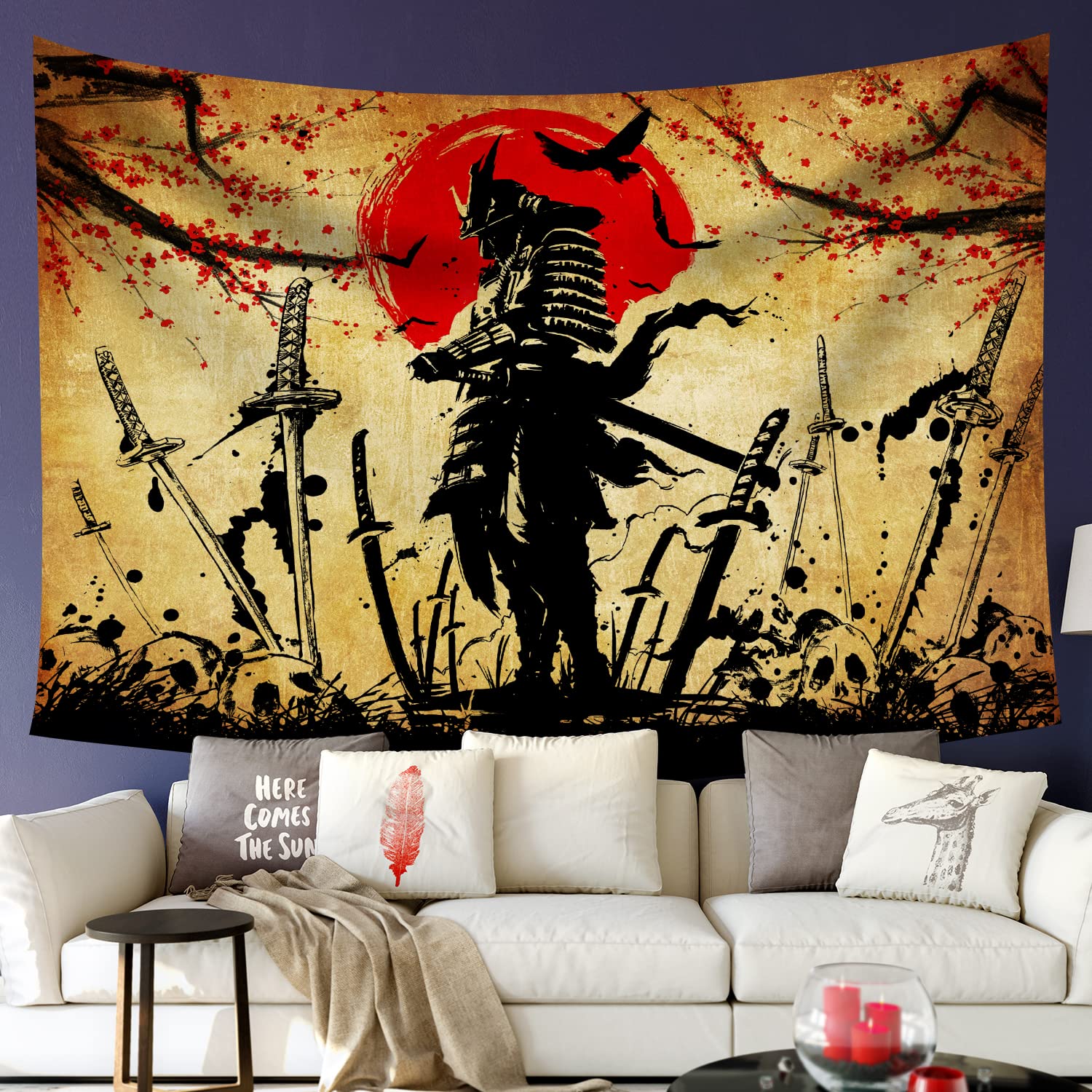 Amazon.com: Color Duty Japanese Katana Sword Tapestry Wall Hanging ...