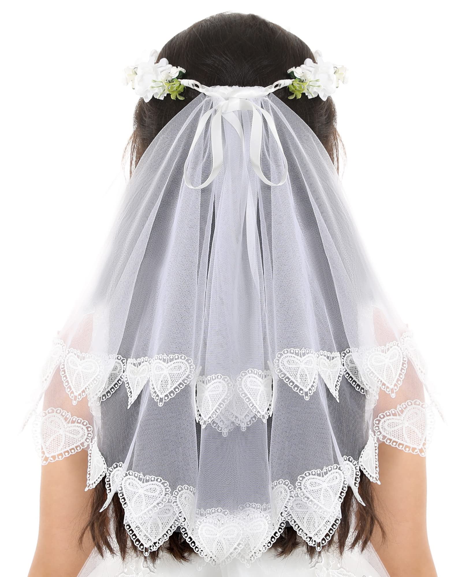 Bozidol Girl's First Communion Veil:White Lace Chapel Veil Mantilla ...