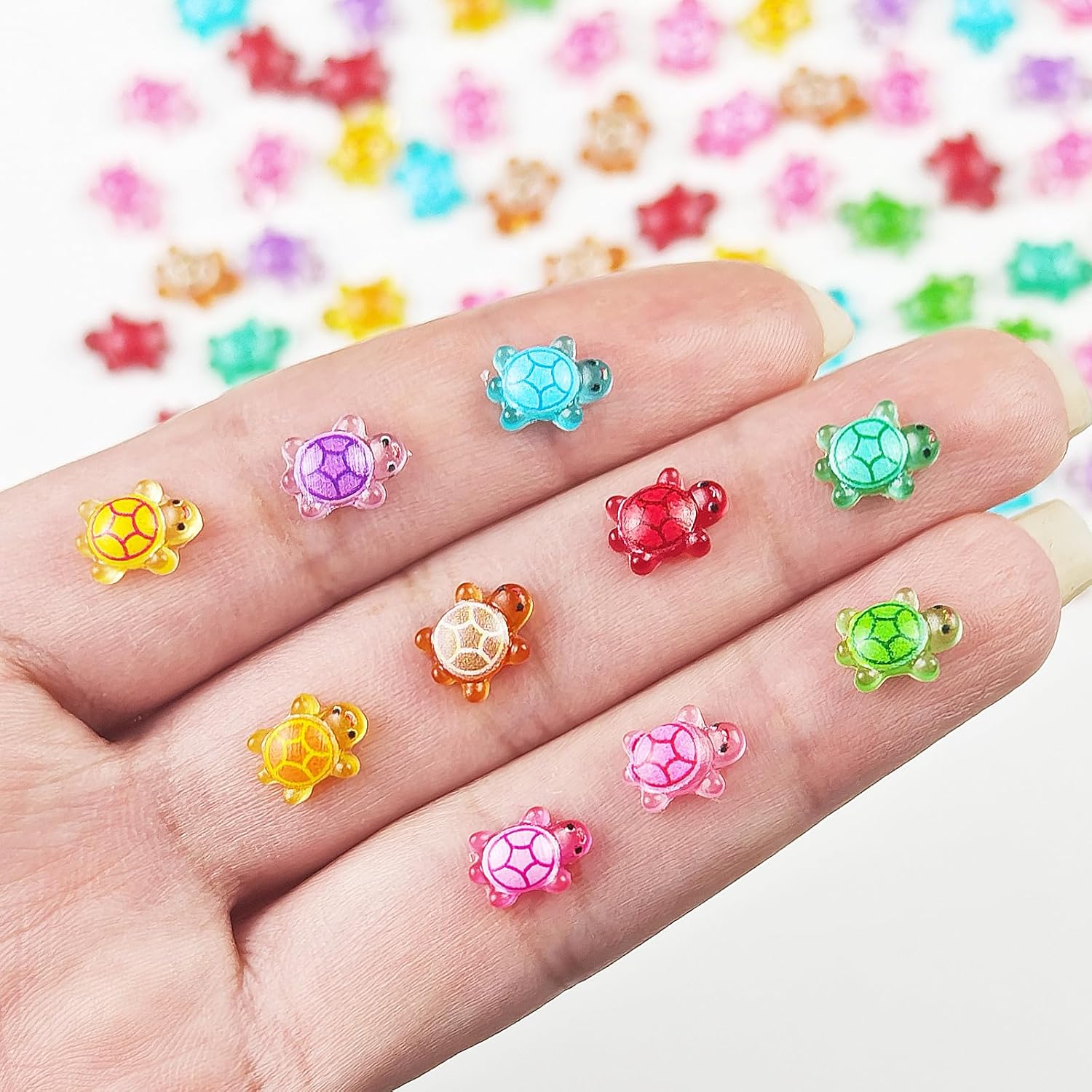 Amazon.com: 100 Pieces Tiny Turtles for Crafts Luminous Mini Resin ...