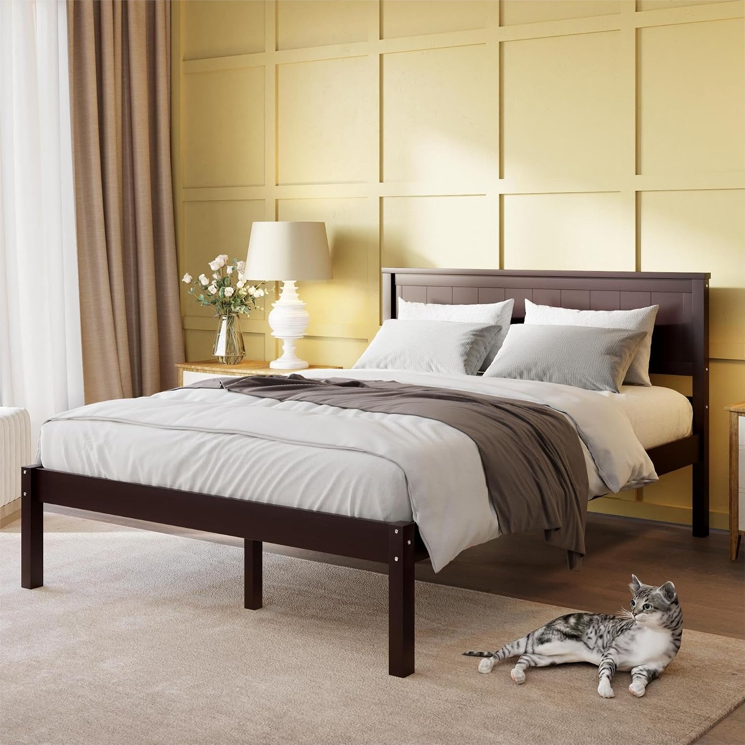Amazon.com: Merax Wood Platform Bed with Headboard, Platform Bed with ...