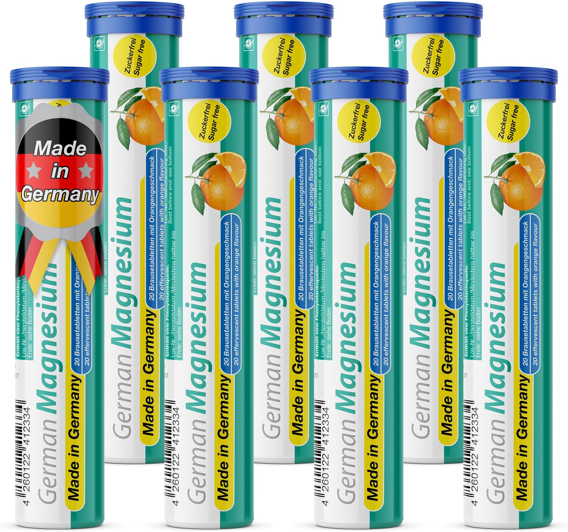 German Magnesium Drink Effervesent Tablets 140 Servings Orange Flavour ...
