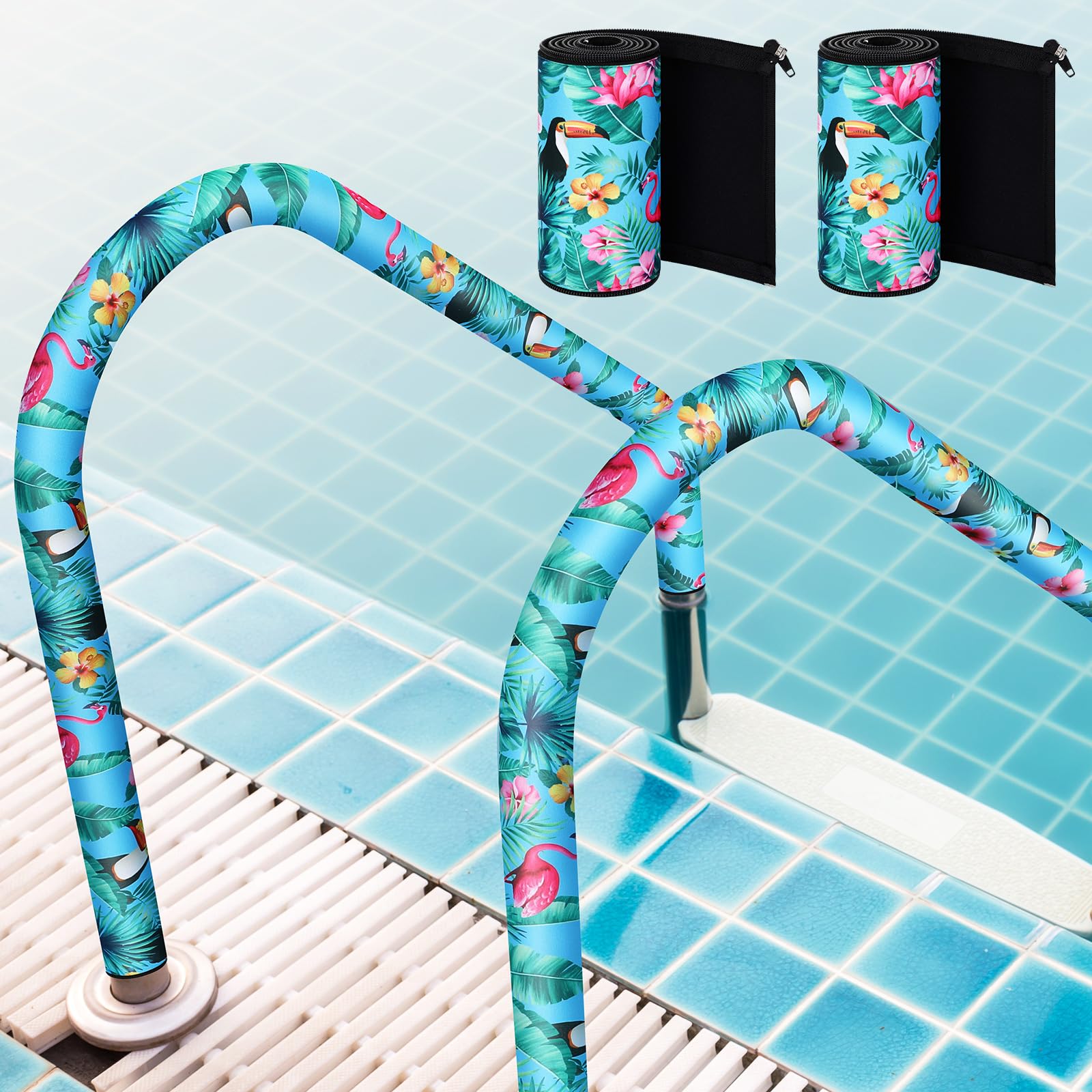 Amazon.com: Pinkunn 2 Pcs Pool Handrail Cover Swimming Pool Hand Rail ...