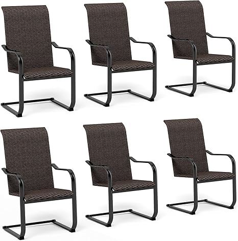 Amazon.com: SUNSHINE VALLEY Patio C Spring Dining Chairs Outdoor Wicker ...
