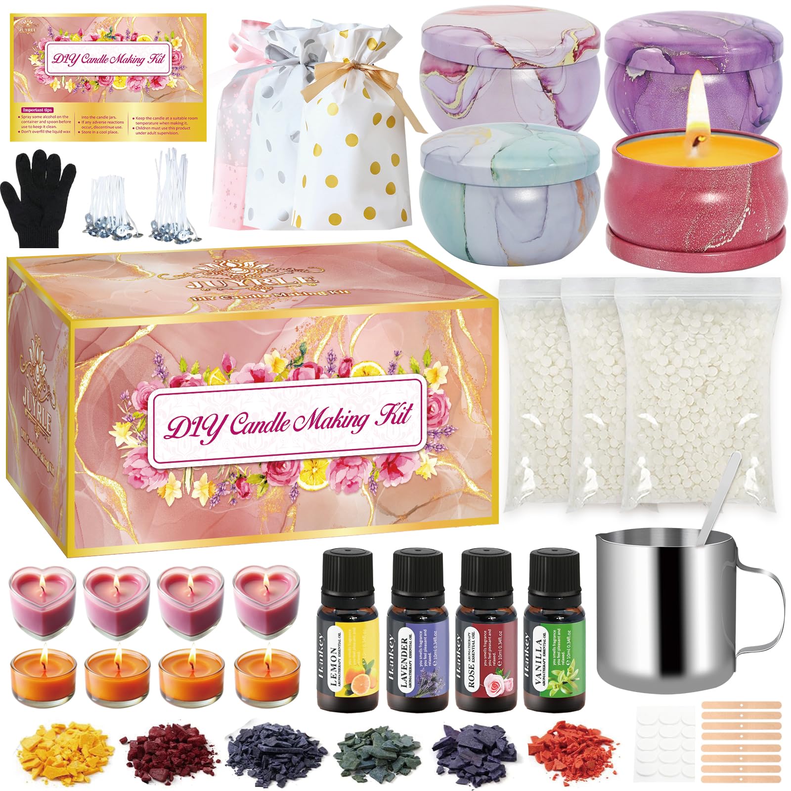 Amazon.com: JUYRLE Candle Making Kit- 63Pcs Candle Making Supplies, DIY ...