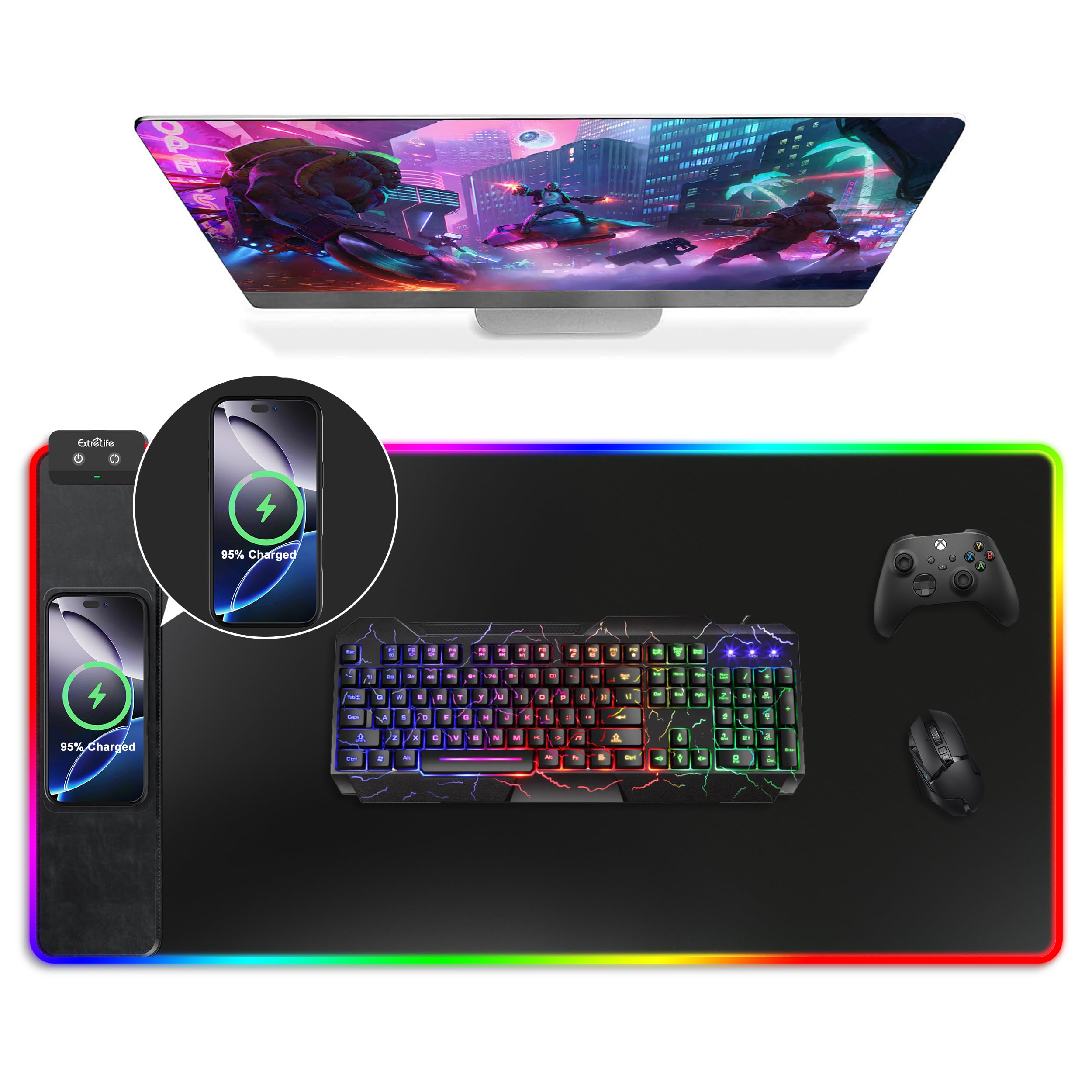 Amazon.com: Mouse Pad with Wireless Charging, RGB Gaming Mousepad ...