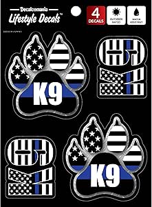 Amazon.com - Thin Blue Line K9 Dog Paw Decals - Set of 4 Police K9 ...