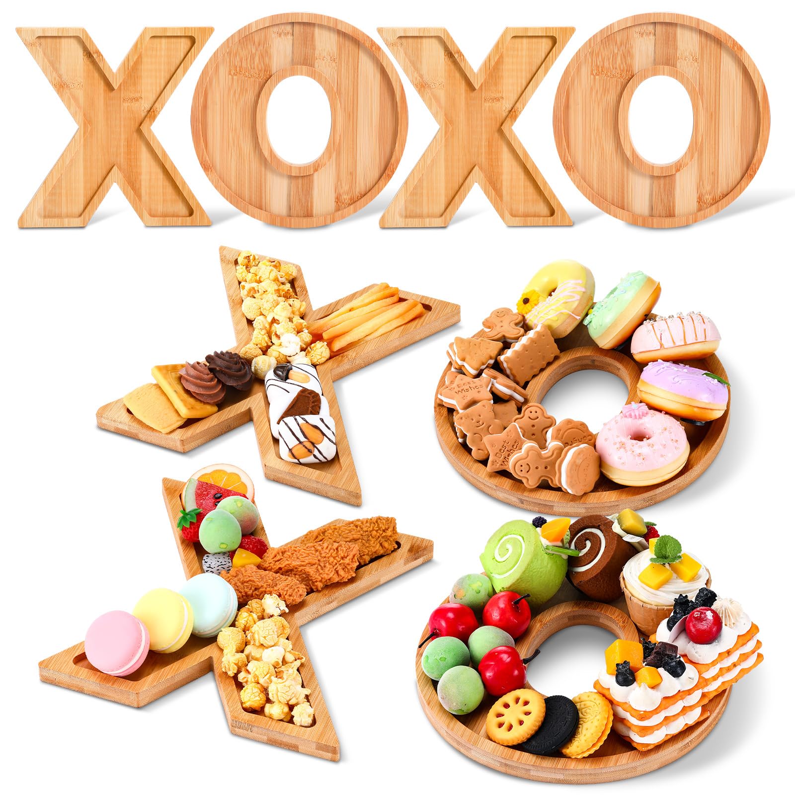 Amazon.com: CroBlissful 4 Pcs Wooden XOXO Shaped Charcuterie Board ...