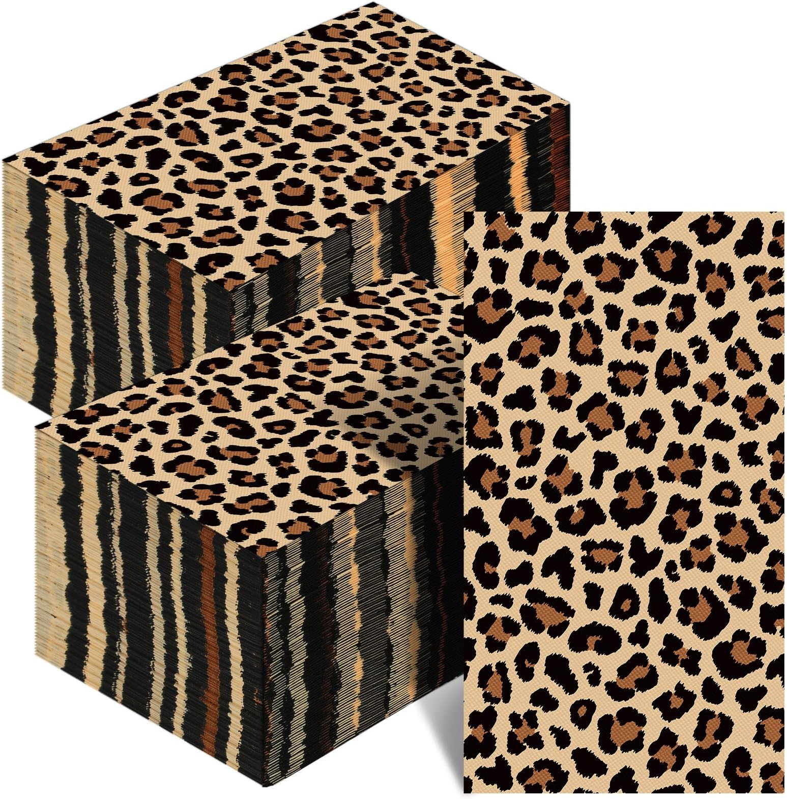 Amazon.com: 100 Leopard Guest Napkins Disposable Paper Jungle Safari ...