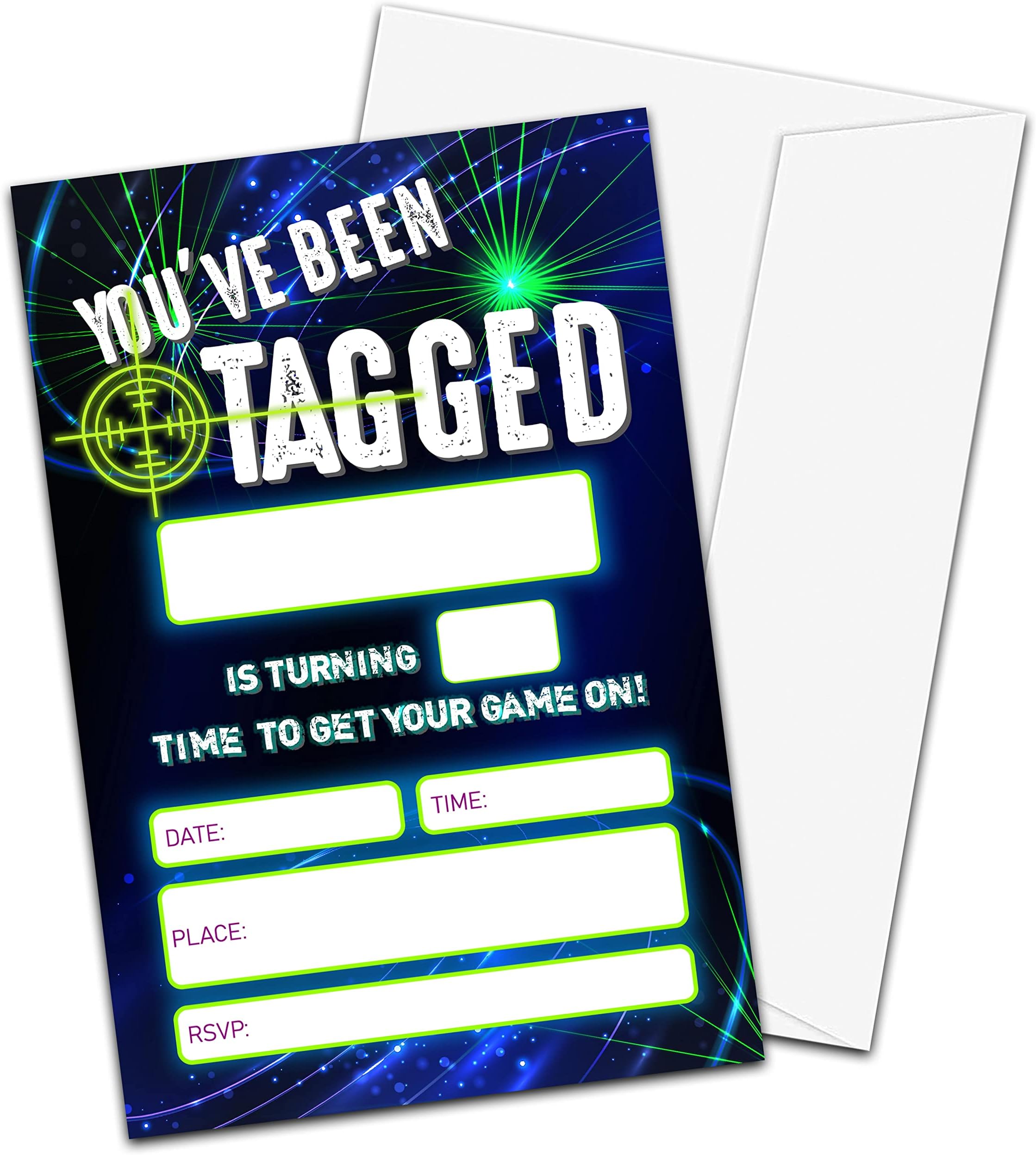 Amazon.com : Laser Tag Birthday Invitations with Envelopes(20-Pack ...