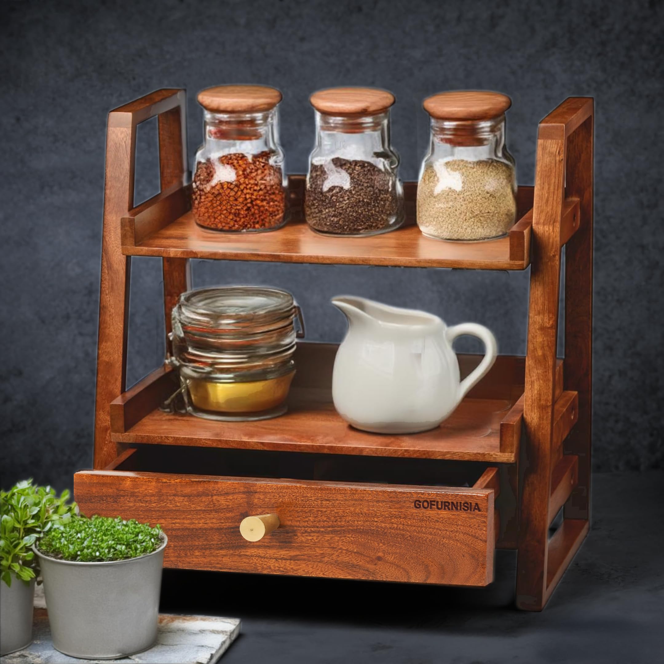 GOFURNISIA ® Premium Handcrafted Wooden Kitchen Organizer, Drawer ...