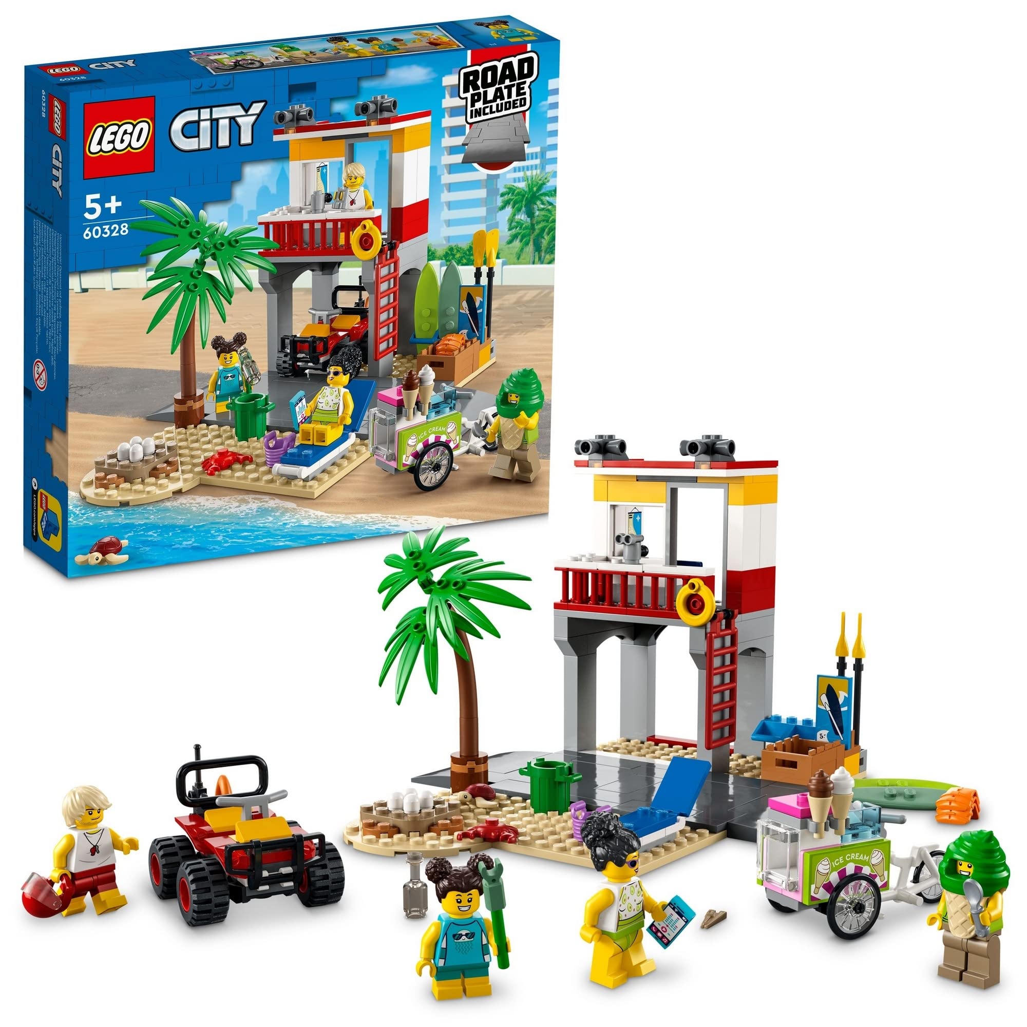 LEGO® City Beach Lifeguard Station 60328 Building Kit;Includes Building ...