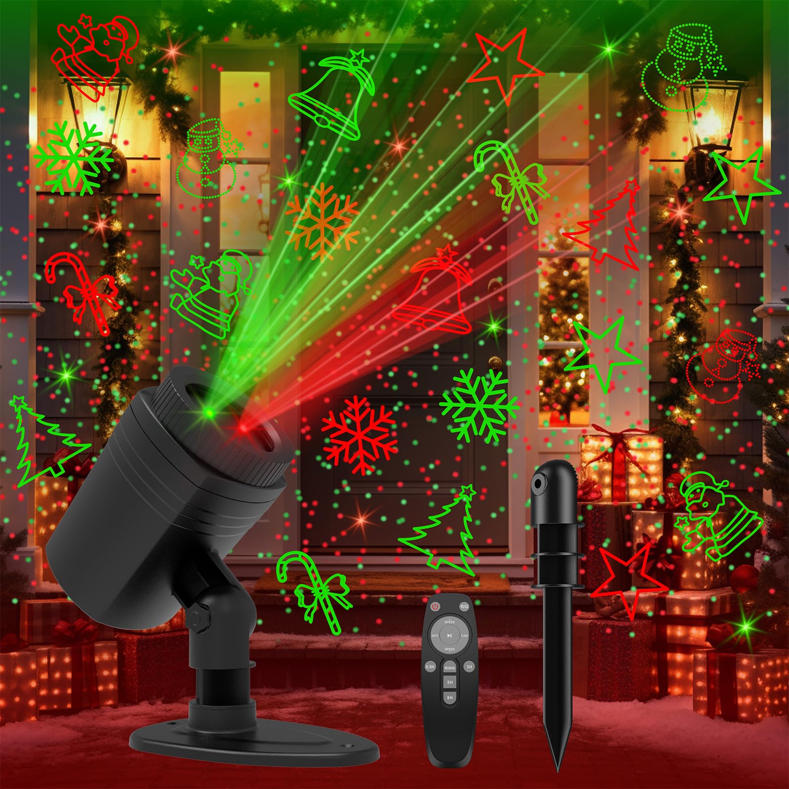Amazon.com: Christmas Projector Lights Outdoor, Rotating Red Green ...