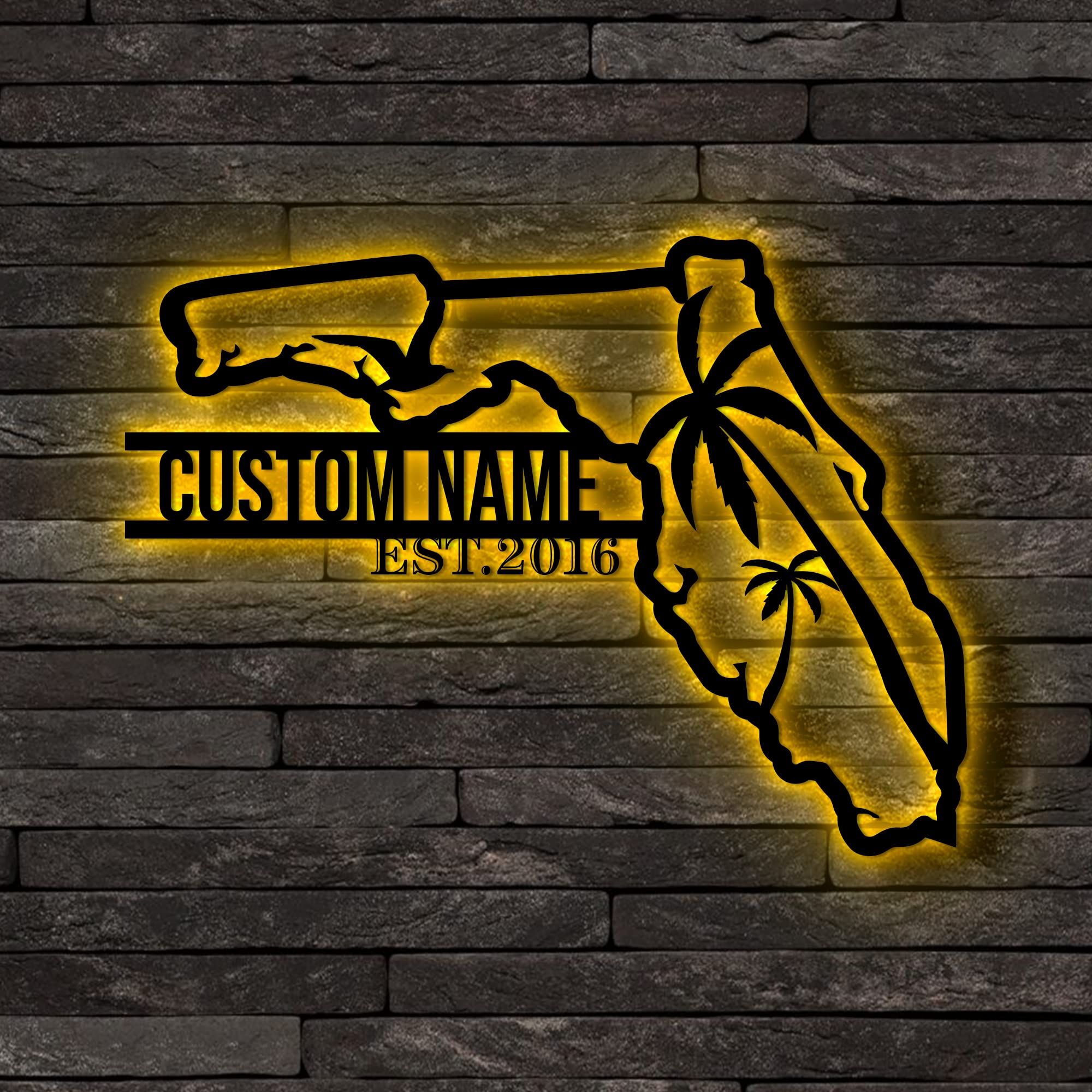 Amazon.com: Custom Florida Map Metal Wall Art With LED Light ...