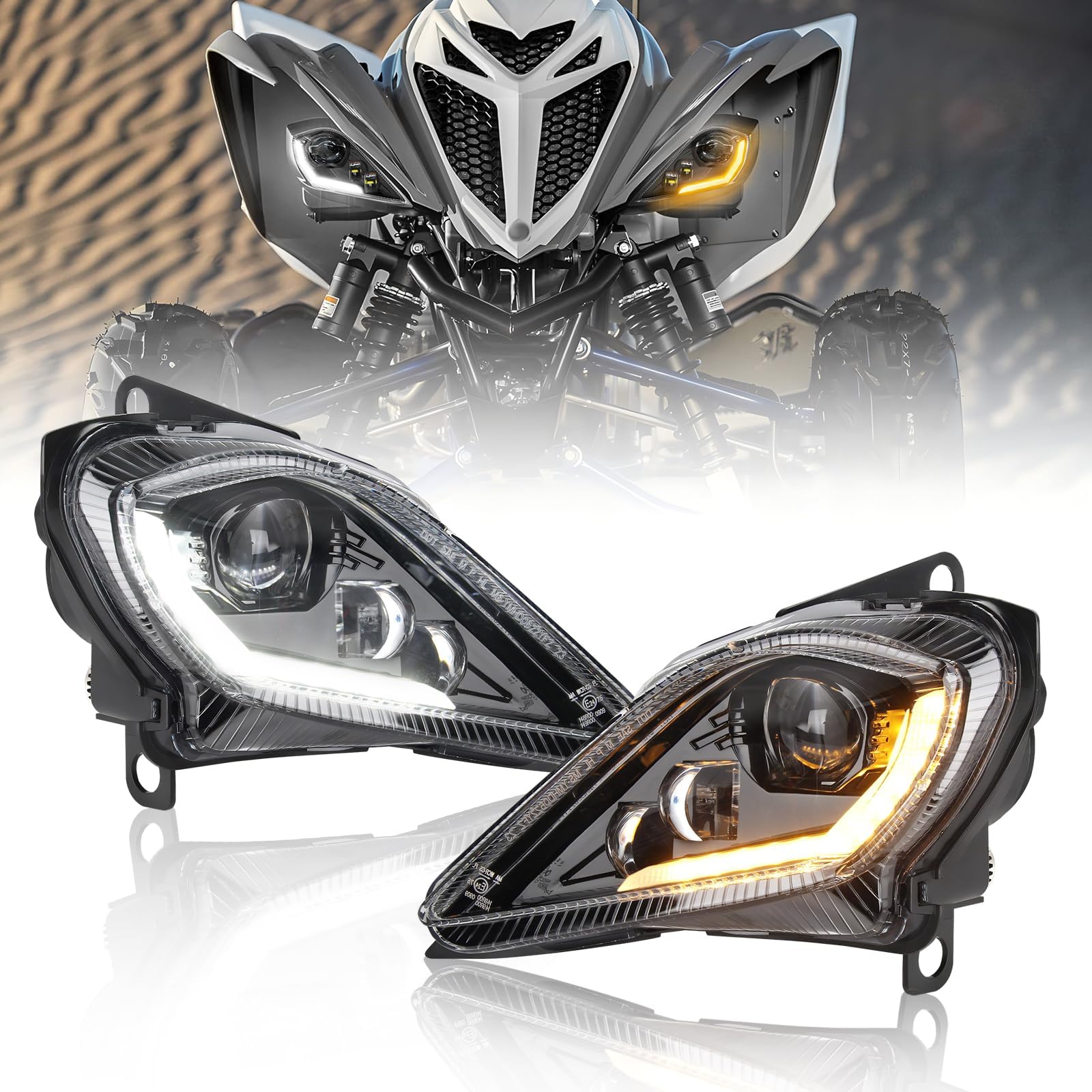 Amazon.com: OPP ULITE Led Headlights Assembly for Yamaha Raptor, YFZ ...