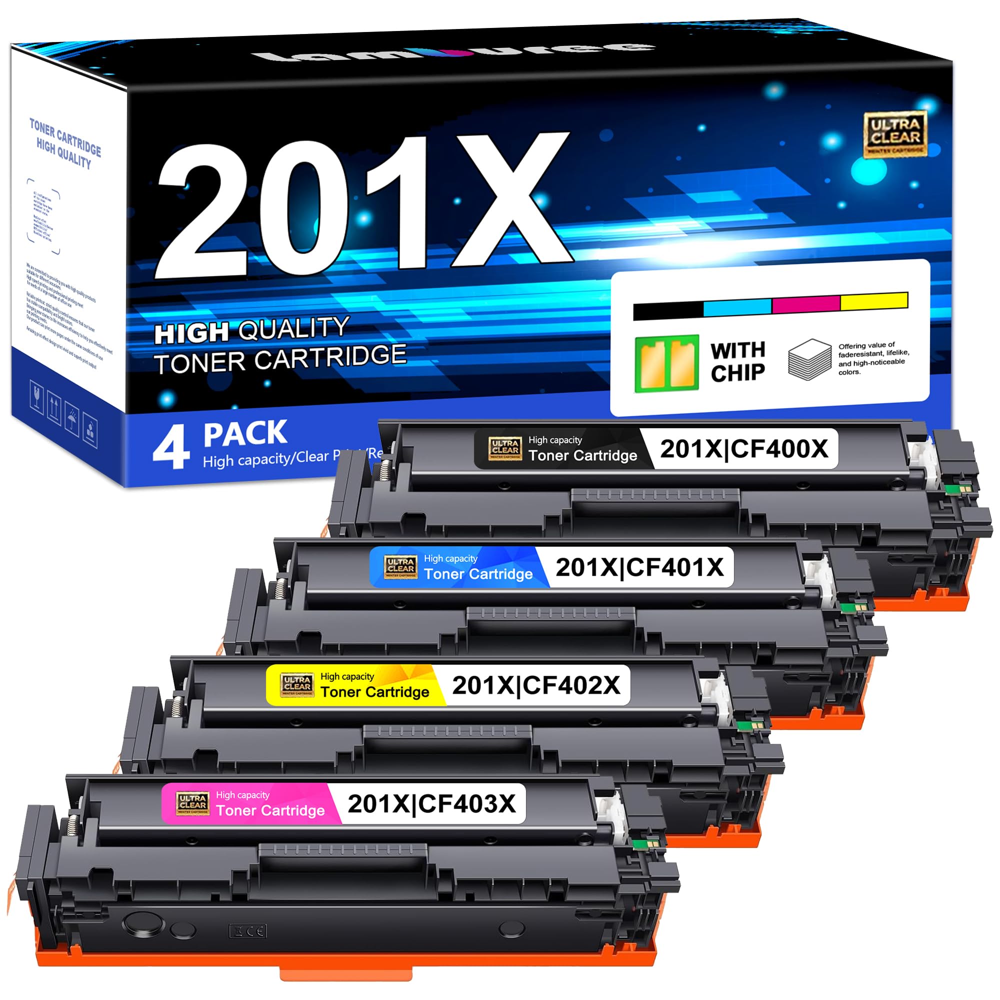 Amazon.com: 201X Toner Cartridges 4 Pack High Yield Replacement for HP ...