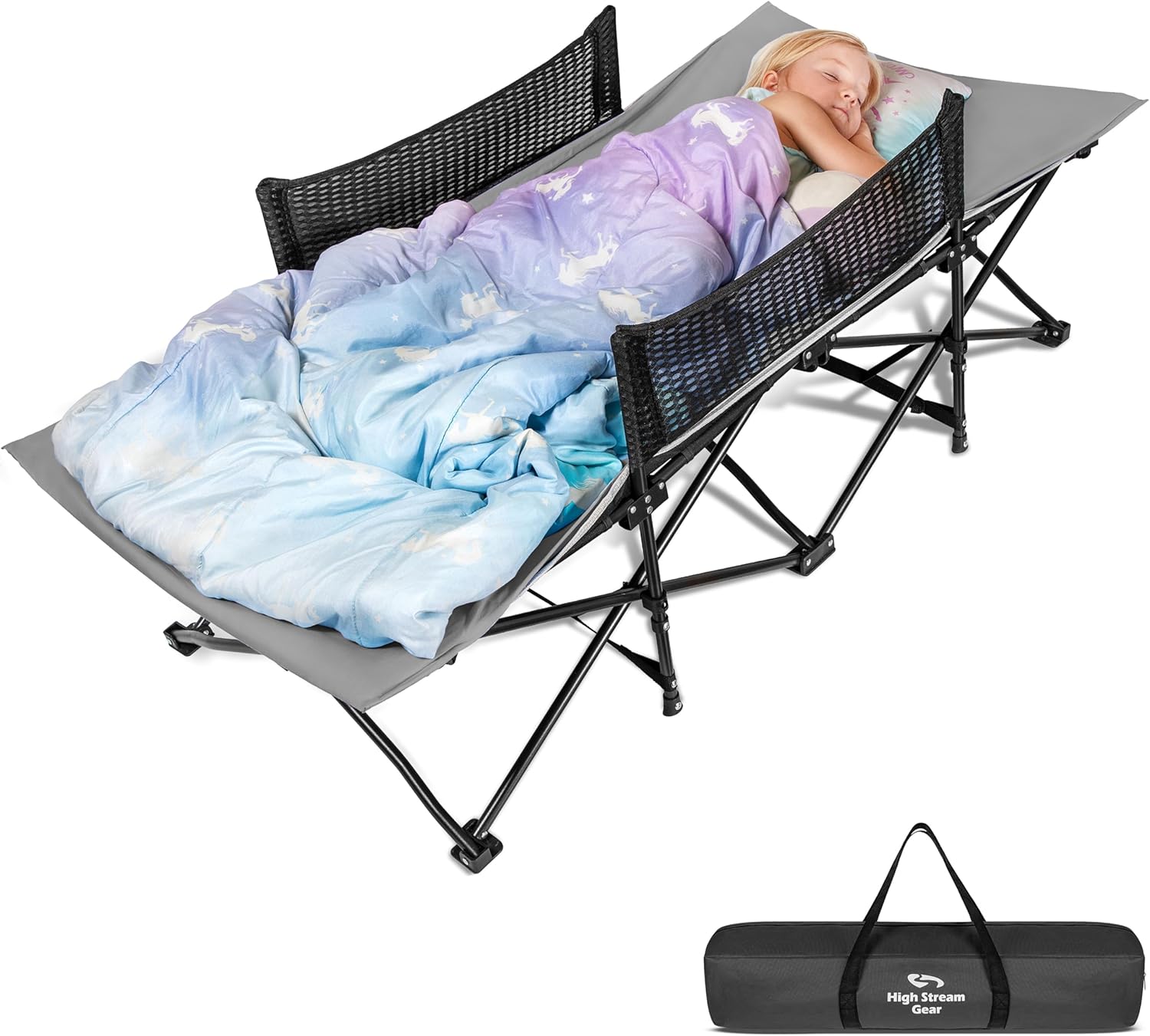 Amazon.com: High Stream Gear Toddler Cot Bed: Kids Travel Camping Bed ...
