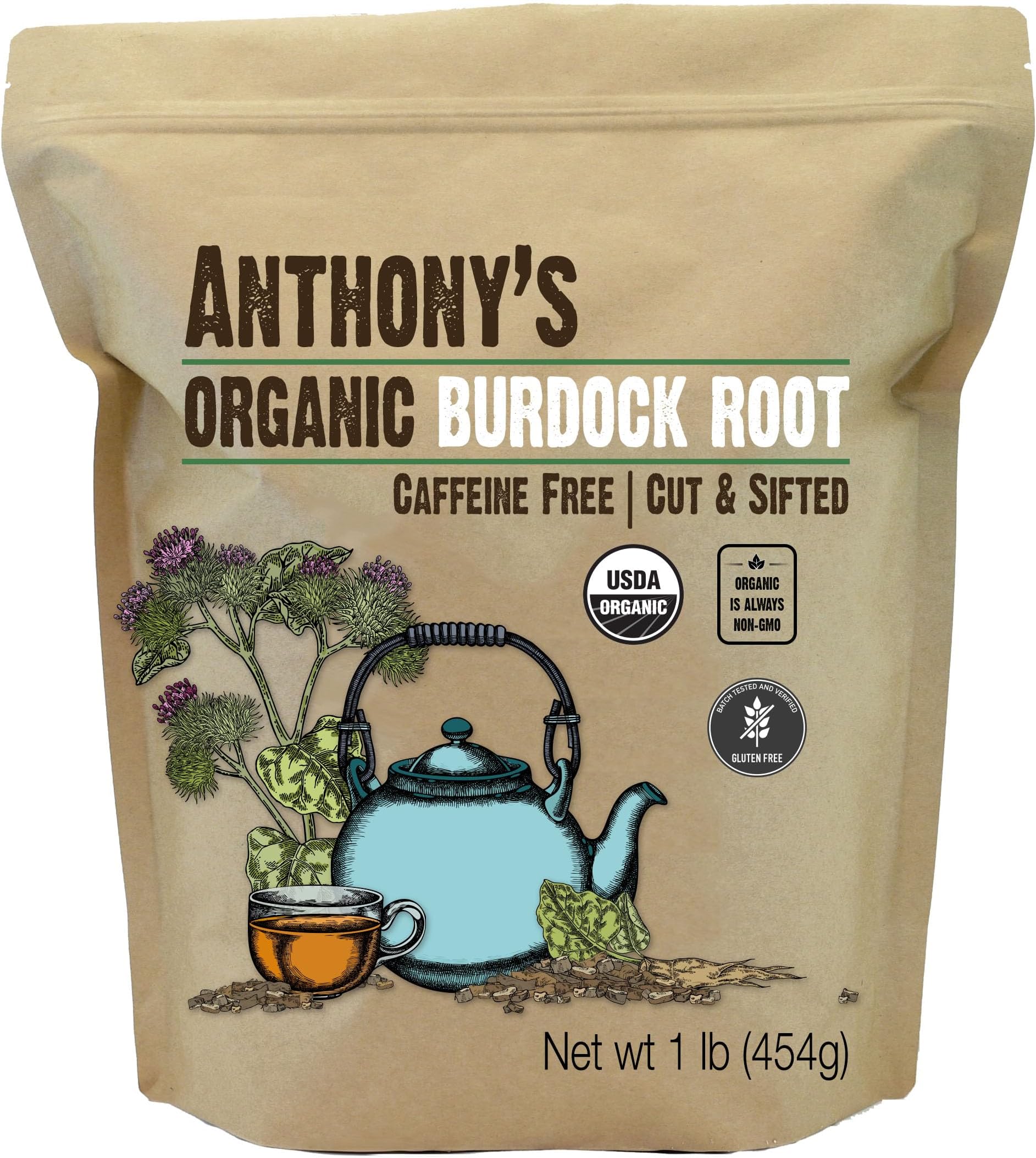 Amazon.com : Anthony's Organic Burdock Root, 1 lb, Gluten Free, Cut ...