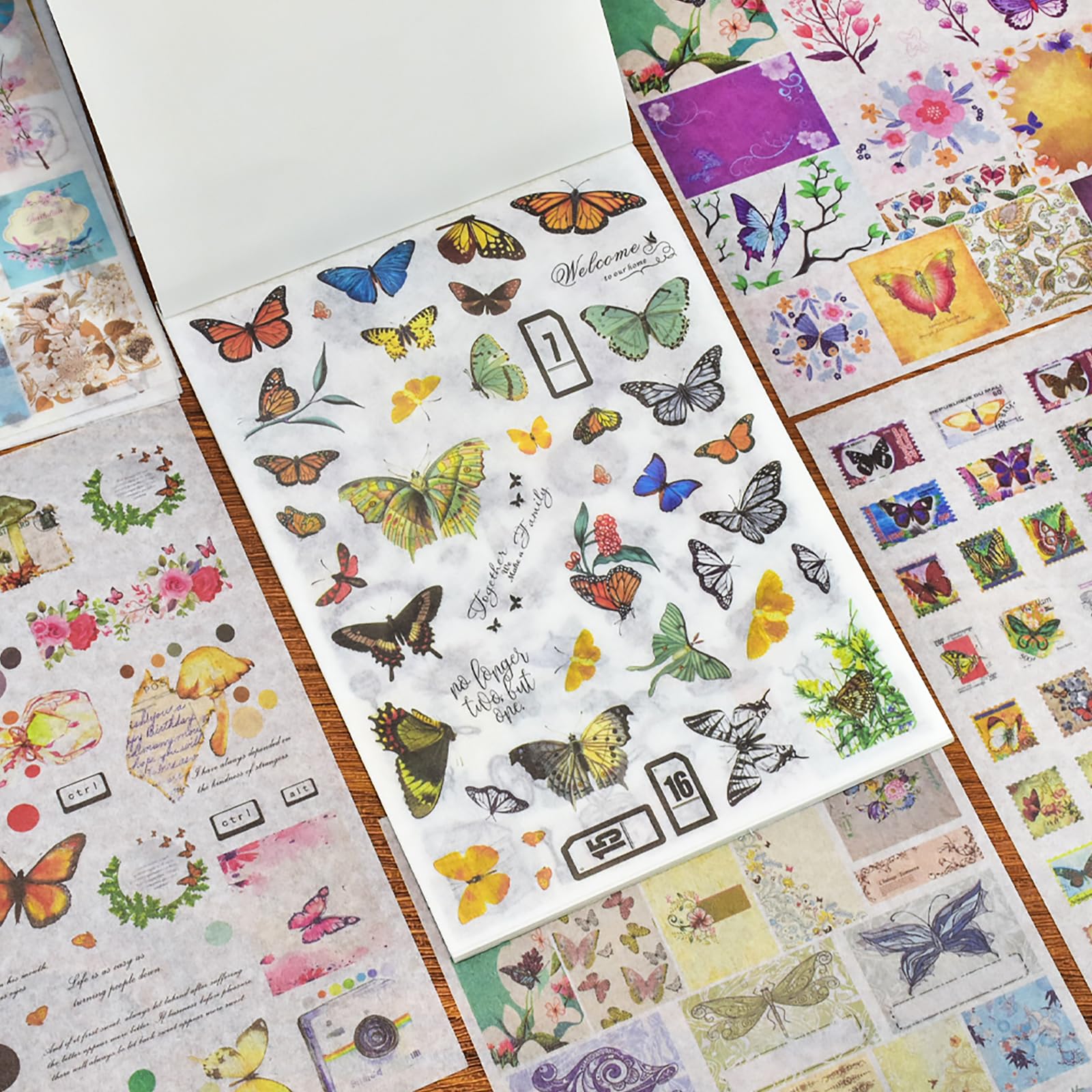 Amazon.com: 1000PCS Floral Scrapbook Stickers Kit 24Page Vintage ...