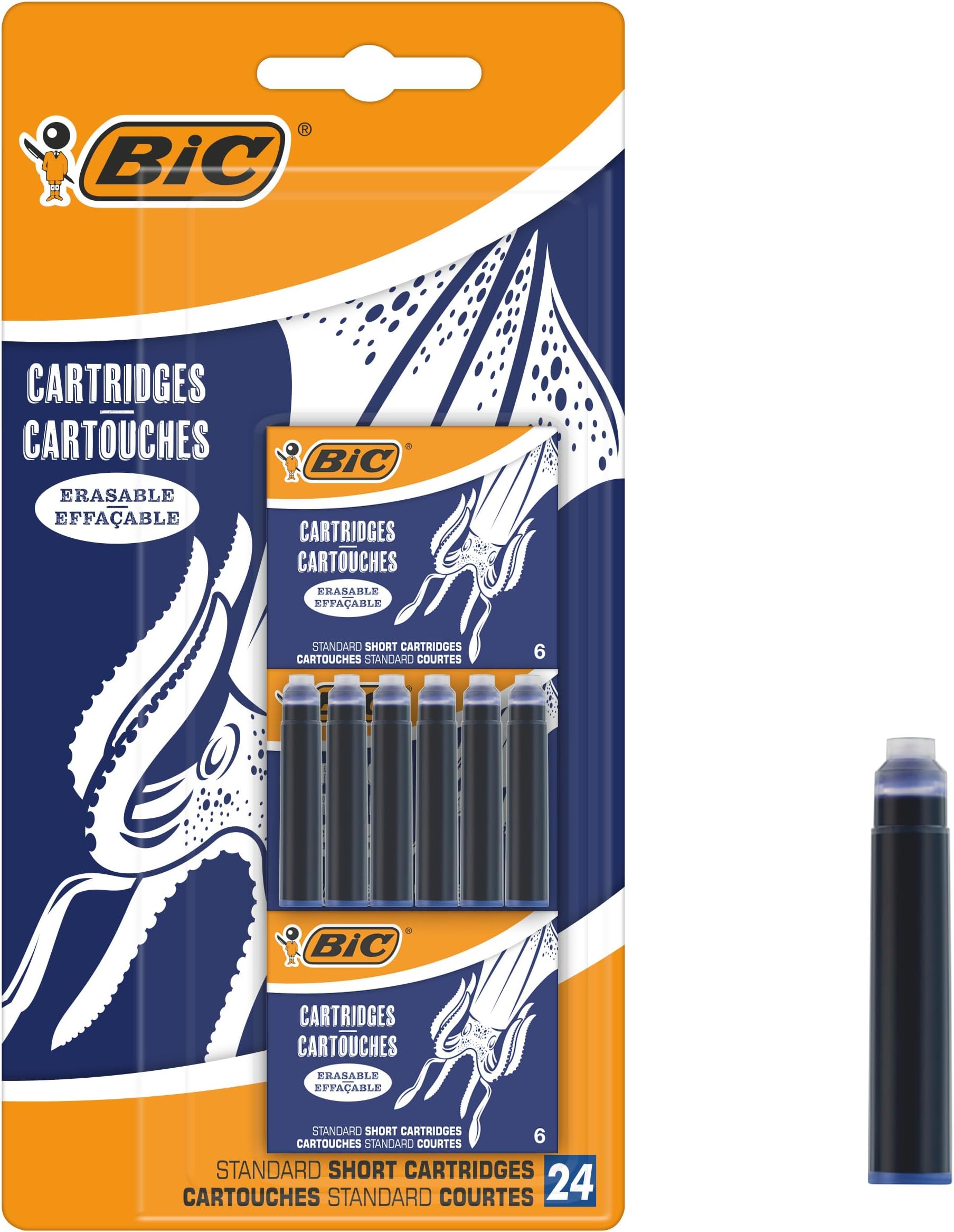 BIC Cartouches d'Encre Courtes Standard pour Stylos-Plume - Bleu ...