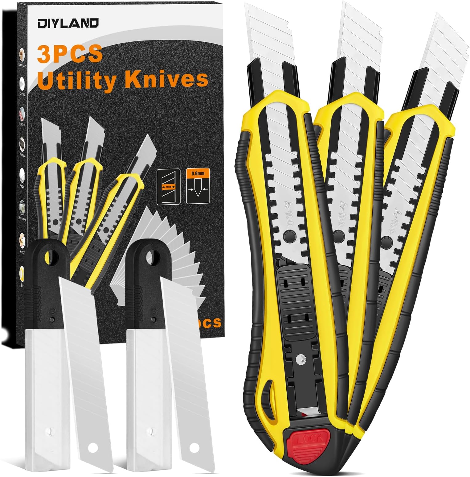 DIYLAND 3 Cutters Professionnels Avec 20 Lames Supplémentaires En Acier ...