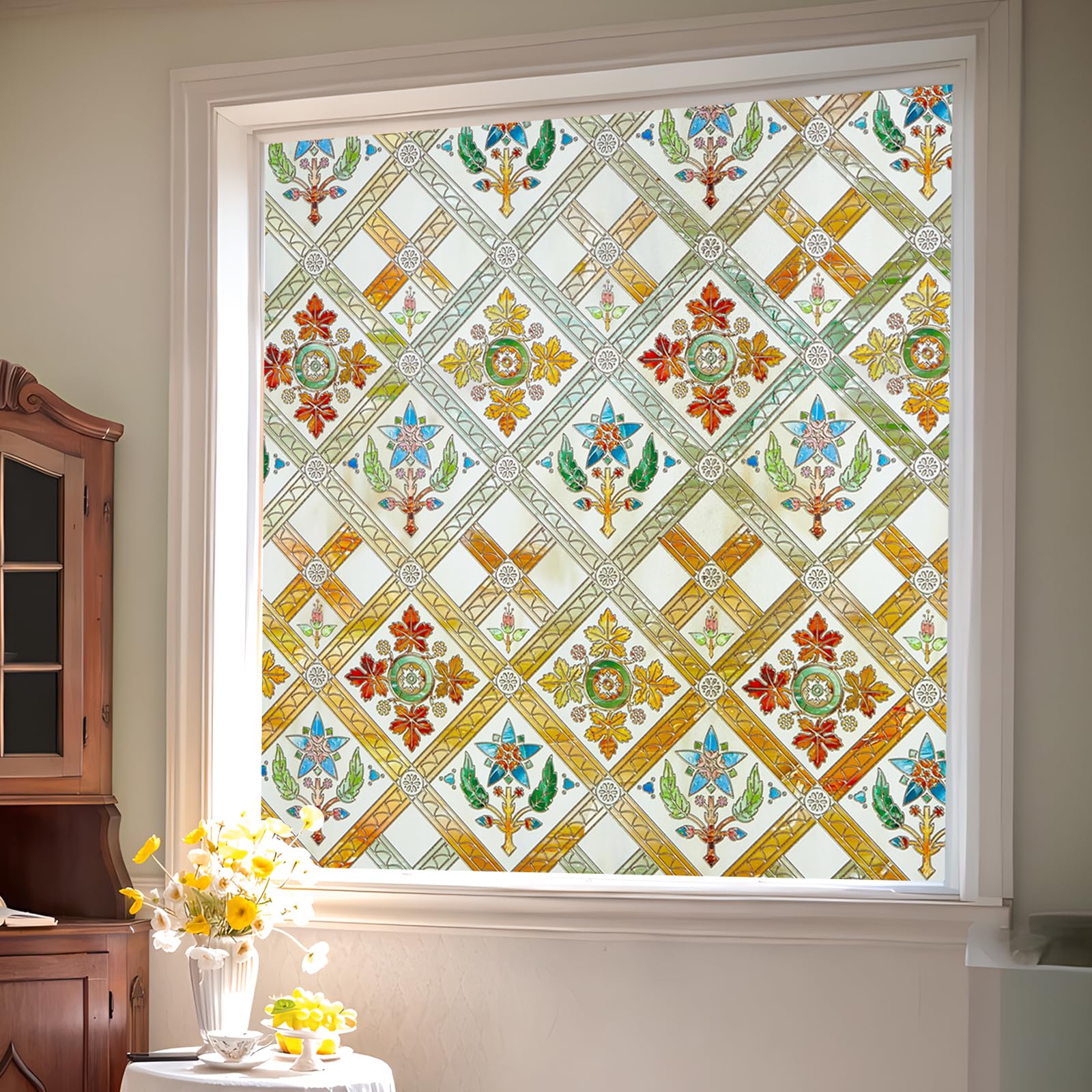 Amazon.com: Coavas Stained Glass Window Film: Decorative Privacy Film ...