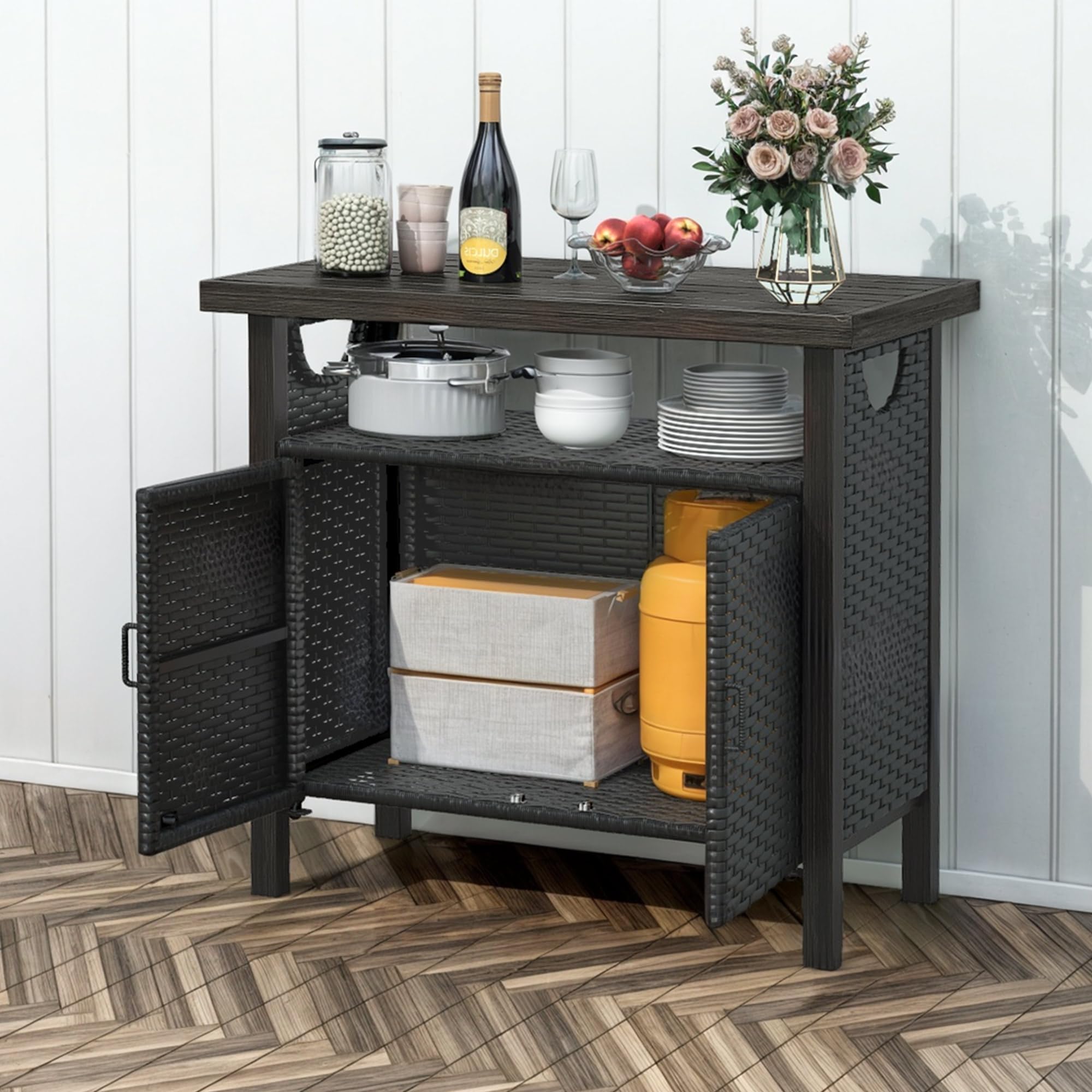 Amazon.com: YITAHOME Outdoor Storage Cabinet, Patio Deck Bench Storage ...