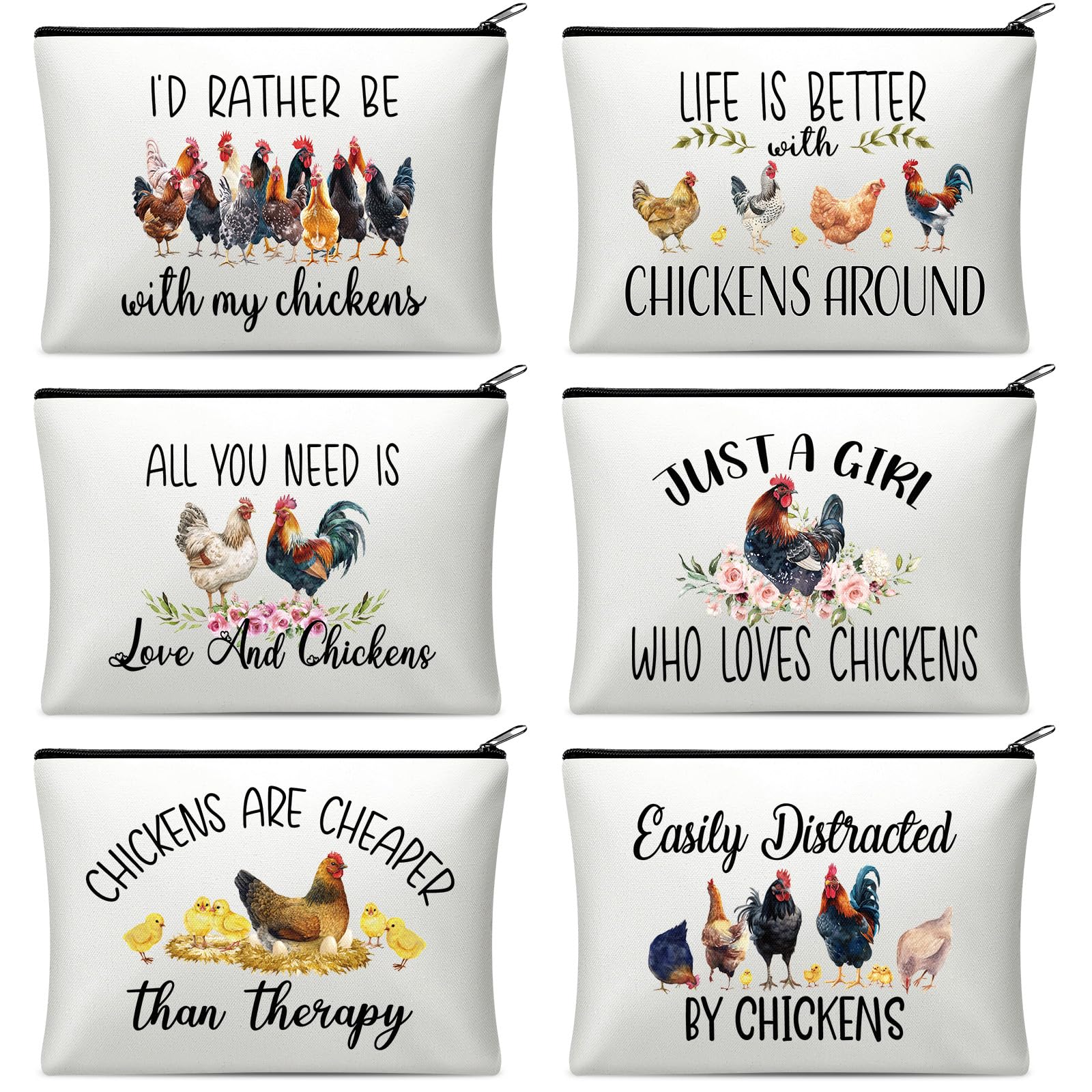 Amazon.com: Reginary 6 Pieces Chicken Makeup Bags Chicken Lover Gifts ...