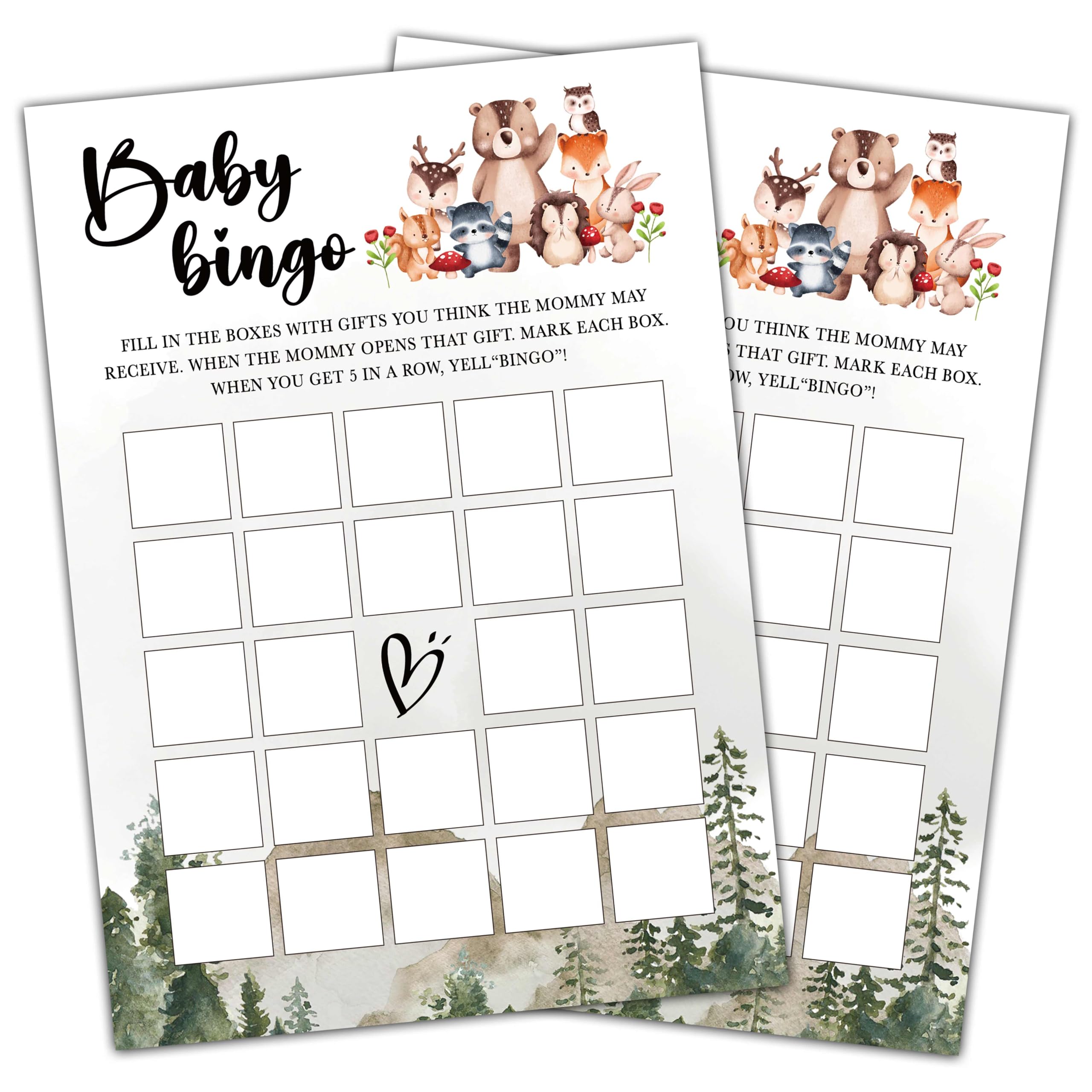 Amazon.com: Baby Shower Party Game, Woodland Animal Baby Shower Bingo ...