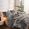 Amazon.com: HLGBED Shaggy Plush Faux Fur Duvet Cover Set Queen Size ...