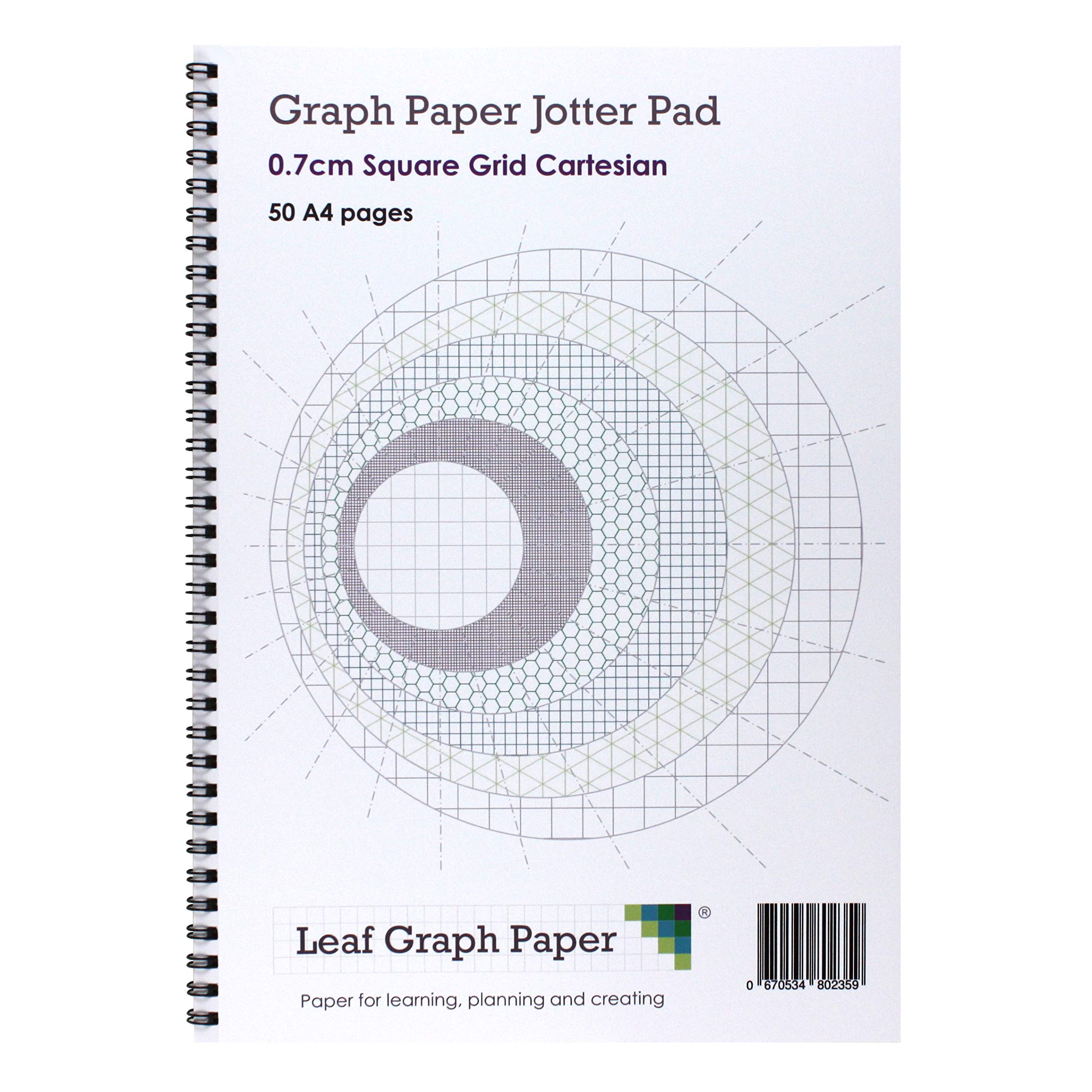 A4 Graph Paper 7mm 0.7cm Squared Jotter Pad, 50 Pages Cartesian Style ...
