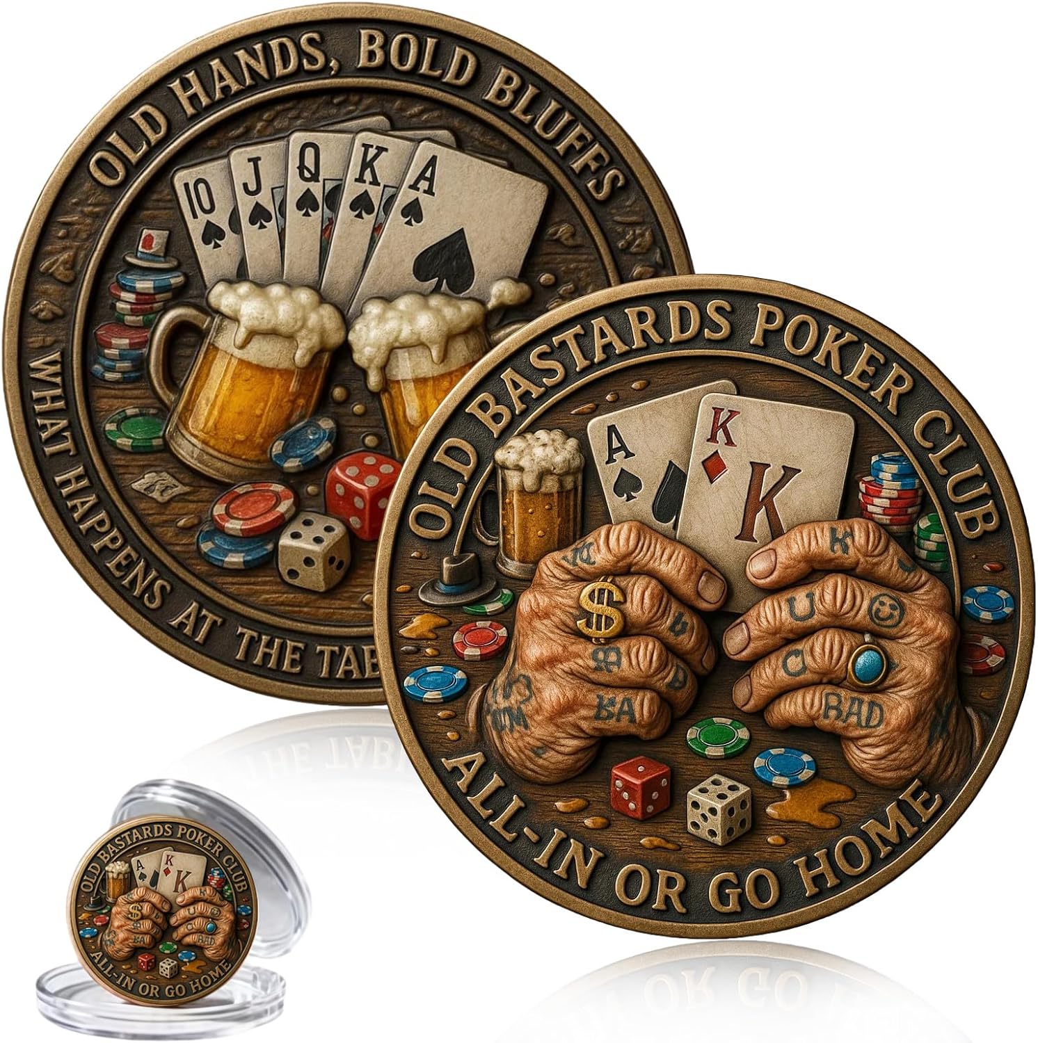 Amazon.com: Old Bastards Poker Club Challenge Coin – Funny All-in Poker ...