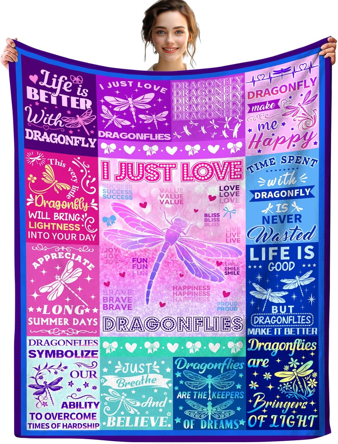 Amazon.com: Dragonfly Blanket Throw Dragonflies Gifts Stuff Blankets Soft Flannel Bedding ...