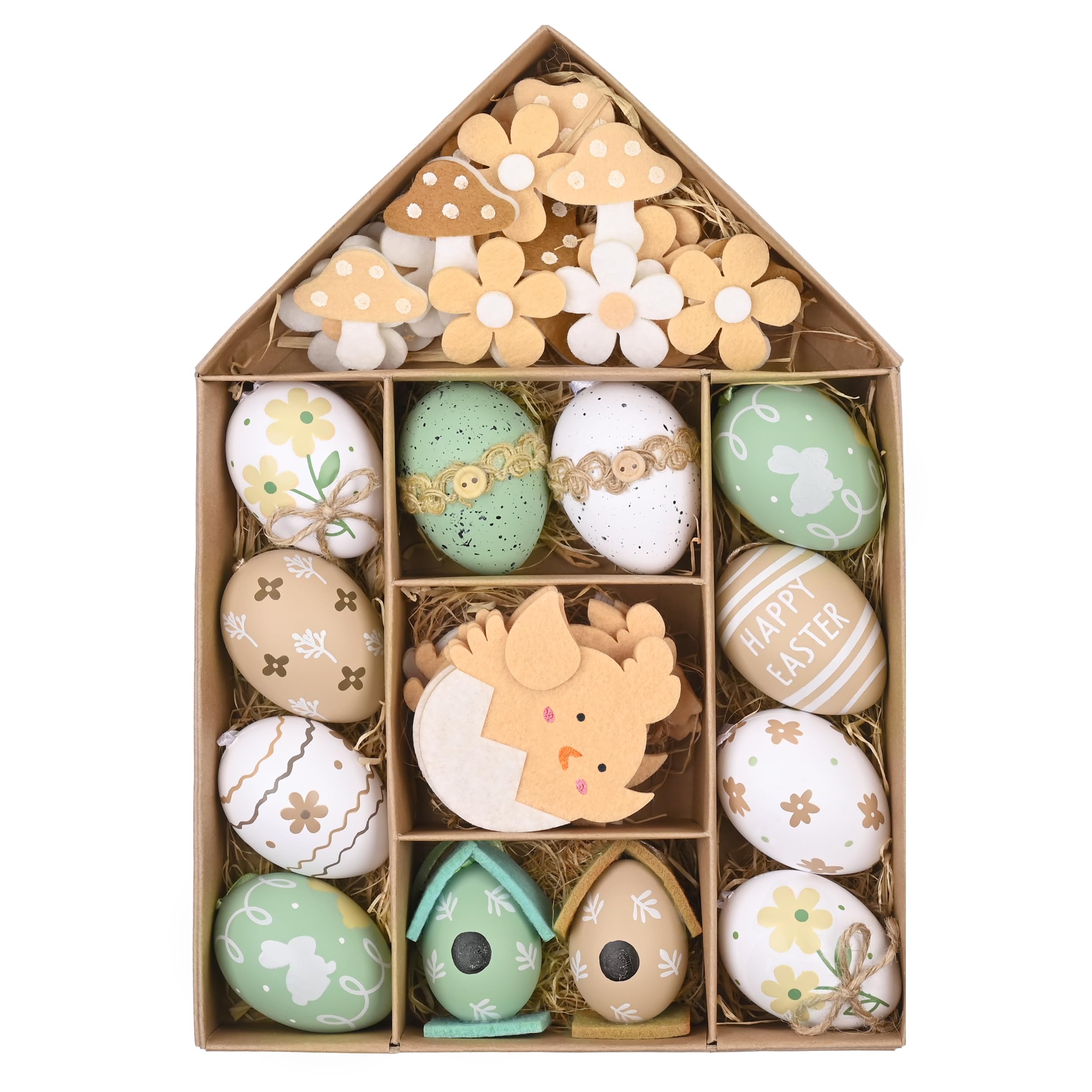 Amazon.com: Valery Madelyn 40Pcs Easter Eggs Tree Ornaments, 2" Beige ...